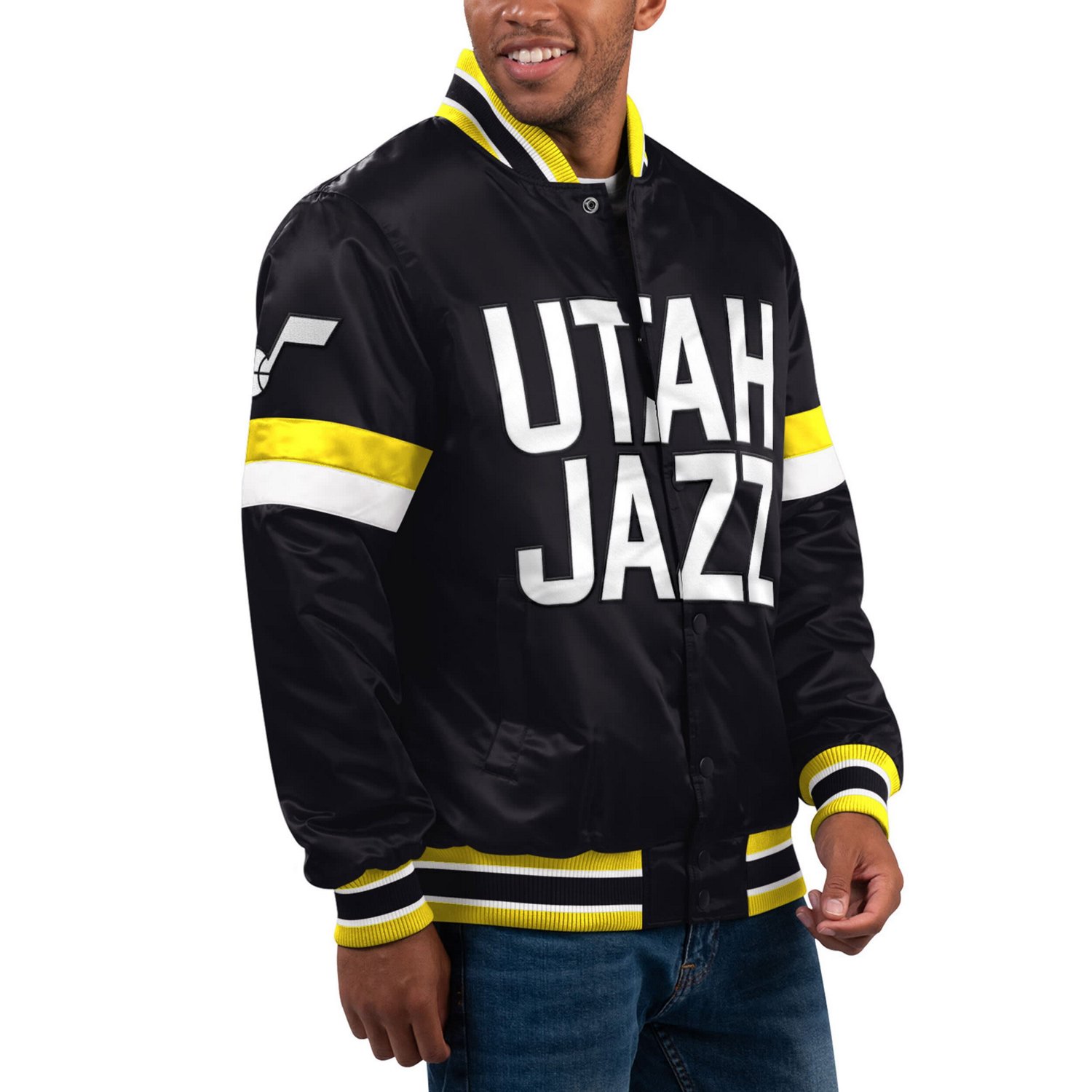 Starter Utah Jazz Home Game Satin Full-Snap Varsity Jacket | Academy