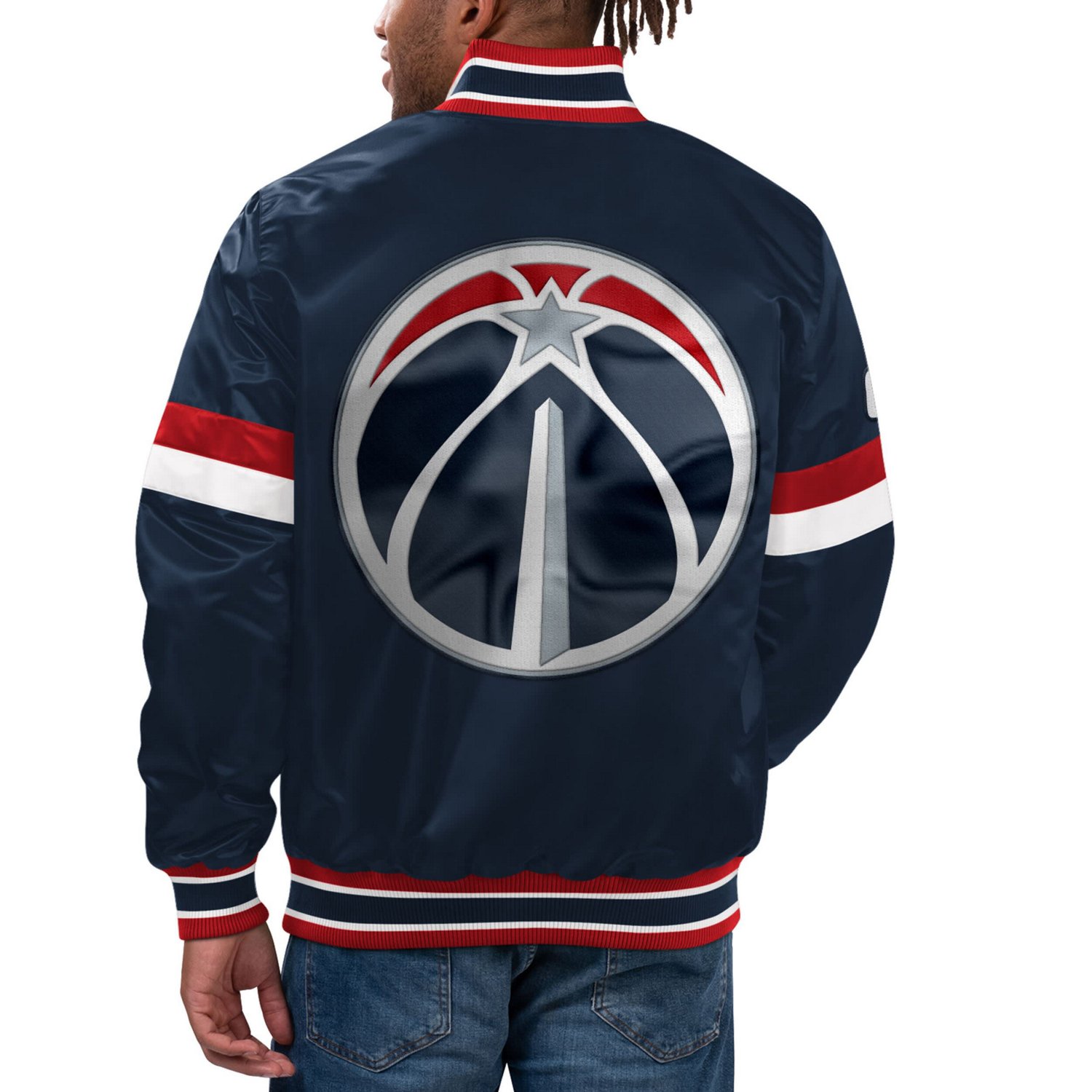 Starter Washington Wizards Home Game Satin Full-Snap Varsity Jacket ...