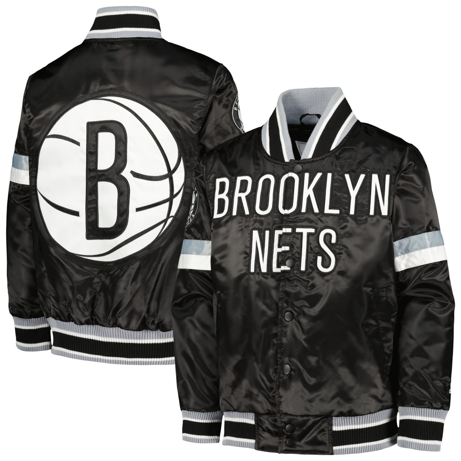 Youth Starter Brooklyn Nets Home Game Varsity Satin Full-Snap Jacket ...