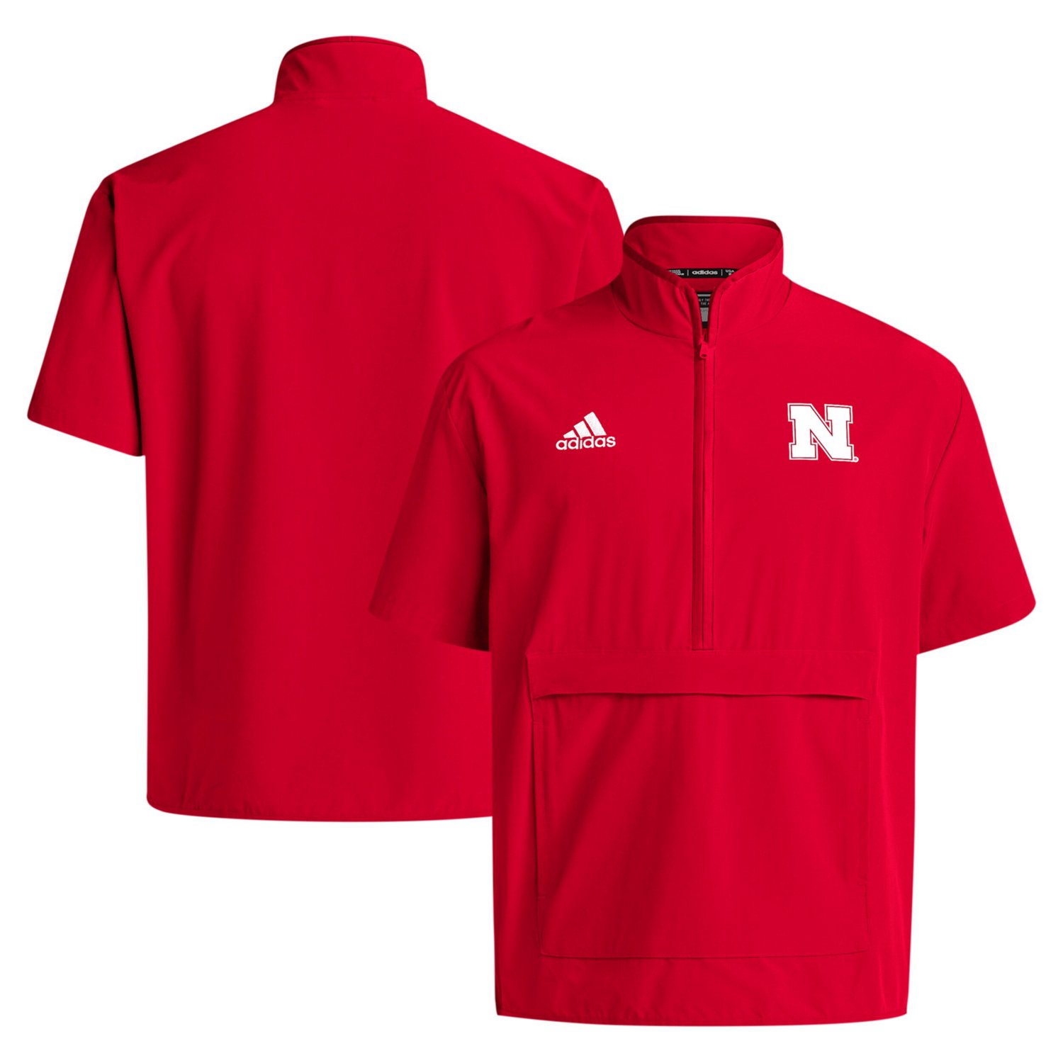 adidas Nebraska Huskers 2024 Coaches Sideline Half-Zip Short Sleeve ...