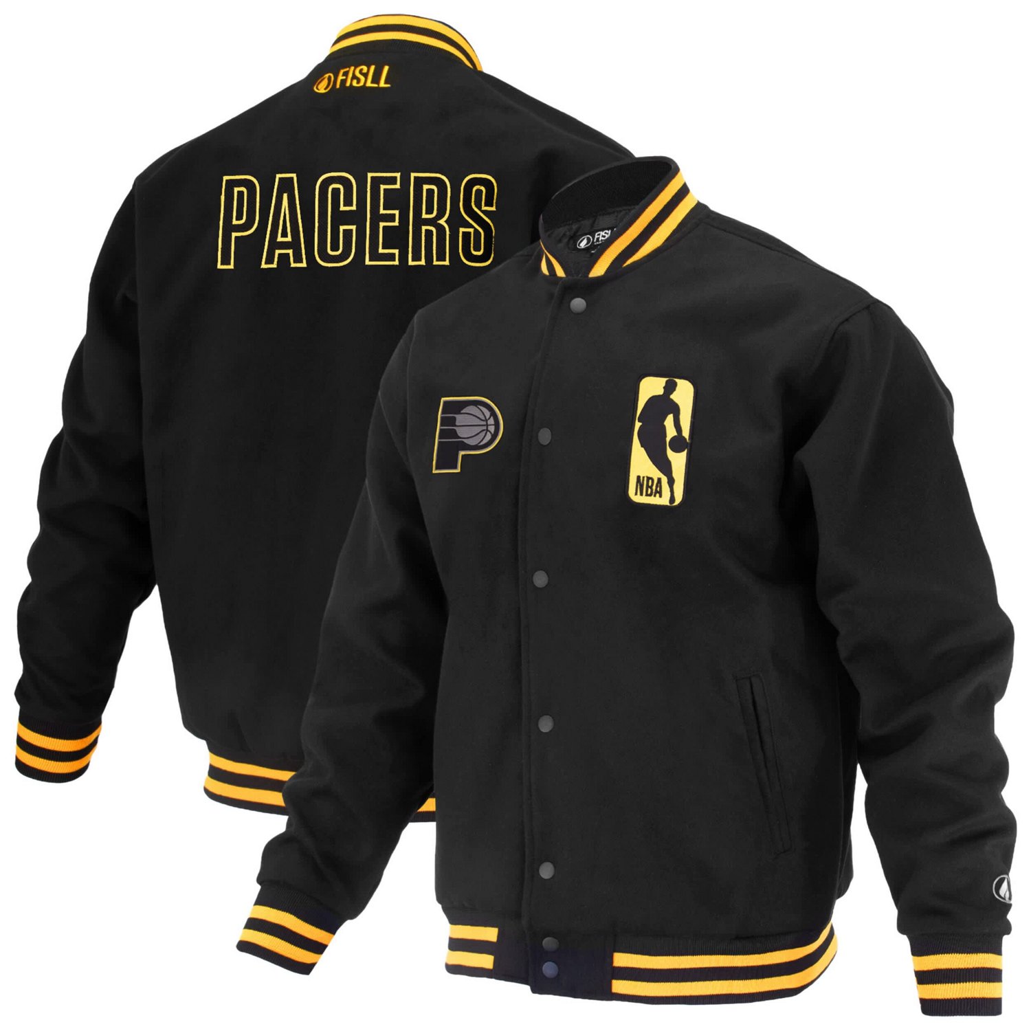 FISLL Indiana Pacers Logoman Shadow Collection Full-Snap Varsity Jacket ...