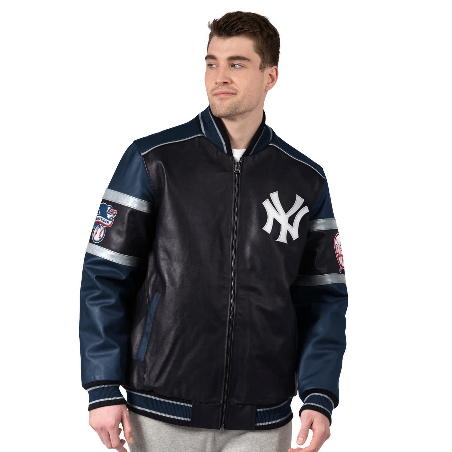 G-III Sports by Carl Banks New York Yankees Leather Varsity Jacket ...