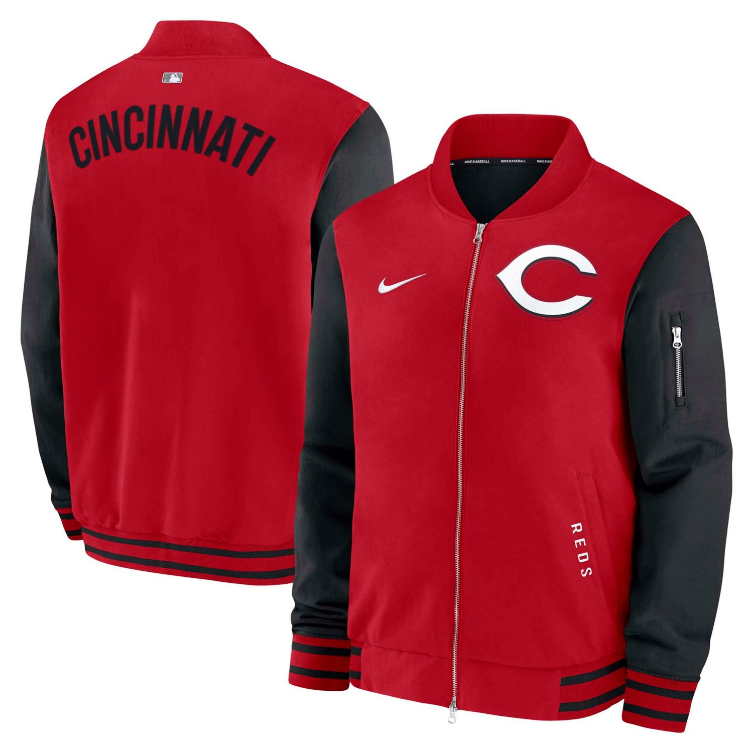 Nike Black Cincinnati s Authentic Collection Dugout Full-Zip Bomber ...