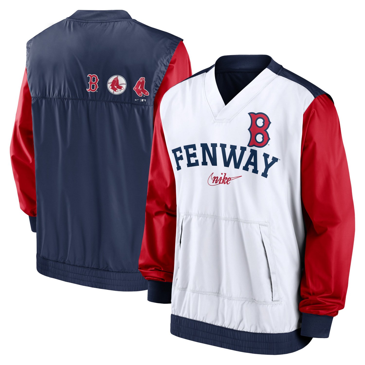 Nike Navy Boston Red Sox Rewind Warmup V-Neck Pullover Jacket | Academy