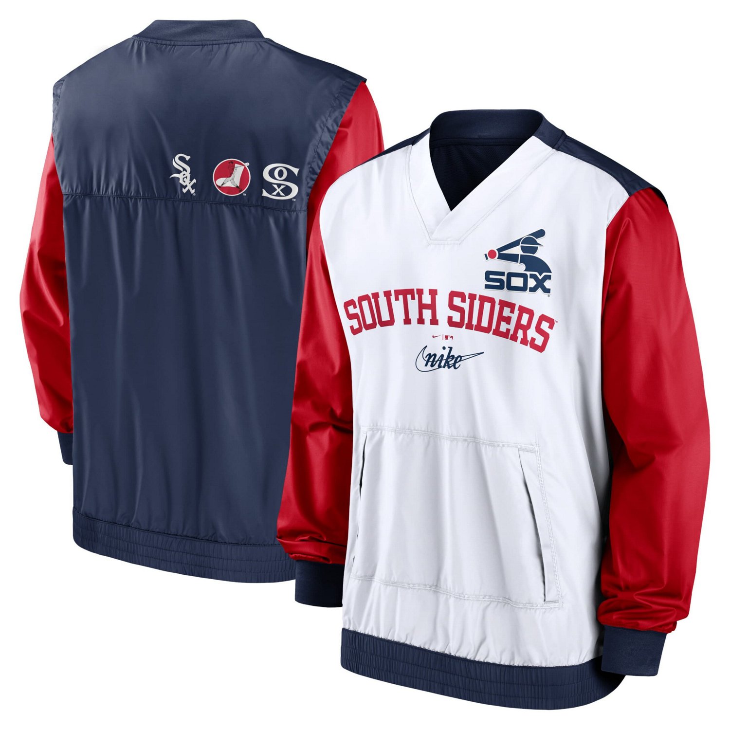 Nike Navy Chicago Sox Rewind Warmup V-Neck Pullover Jacket | Academy
