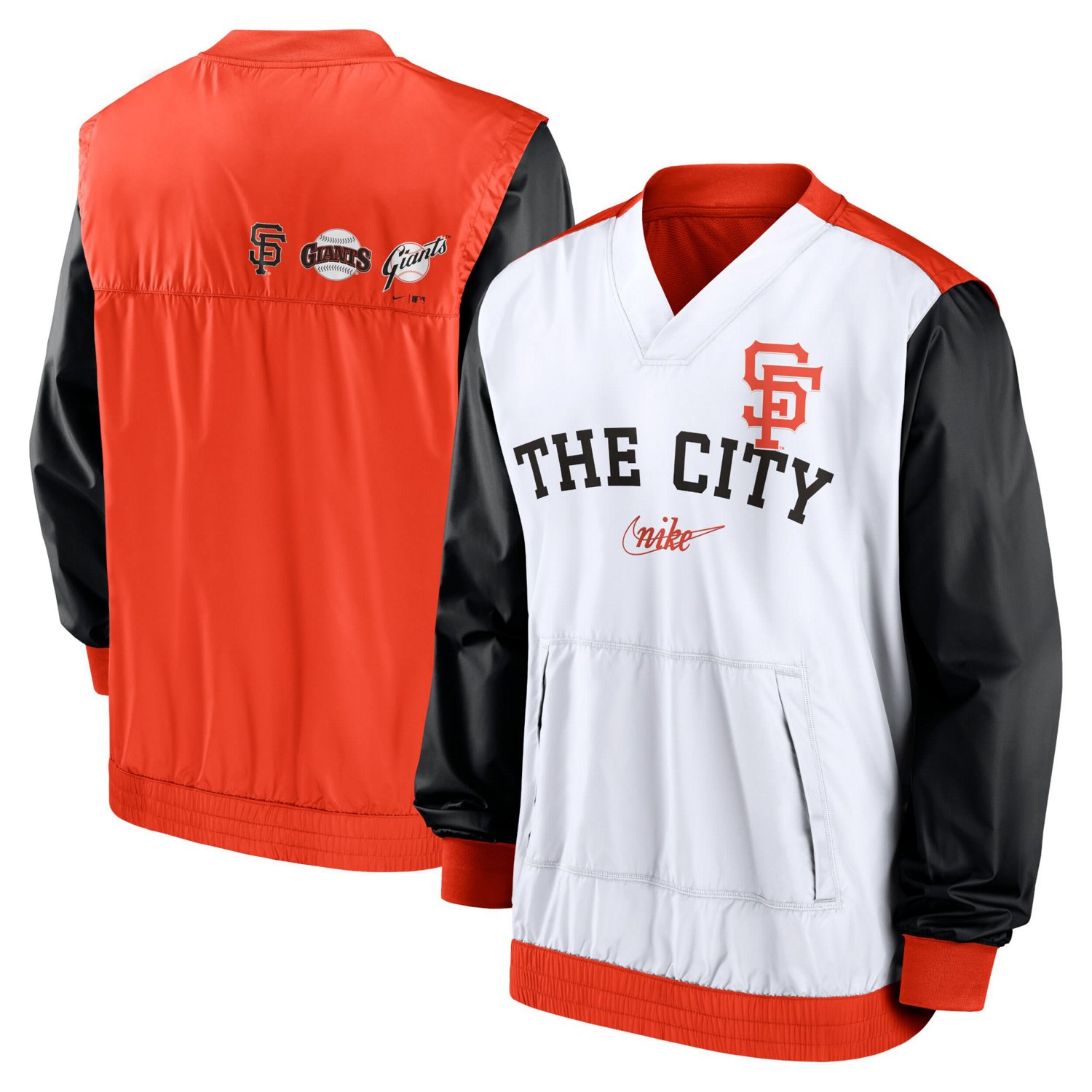 Nike Orange San Francisco Giants Rewind Warmup V-Neck Pullover Jacket ...