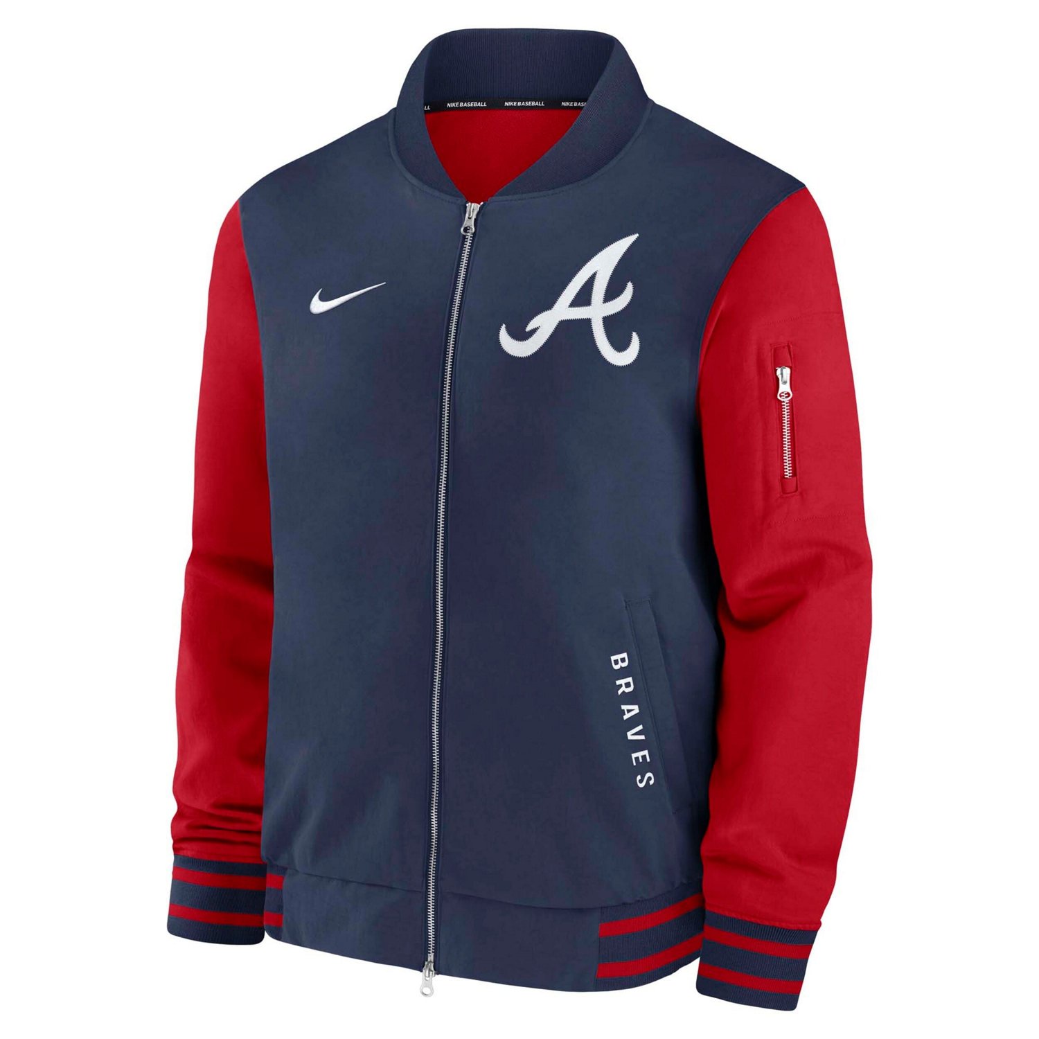 Nike Red Atlanta Braves Authentic Collection Dugout Full-Zip Bomber ...