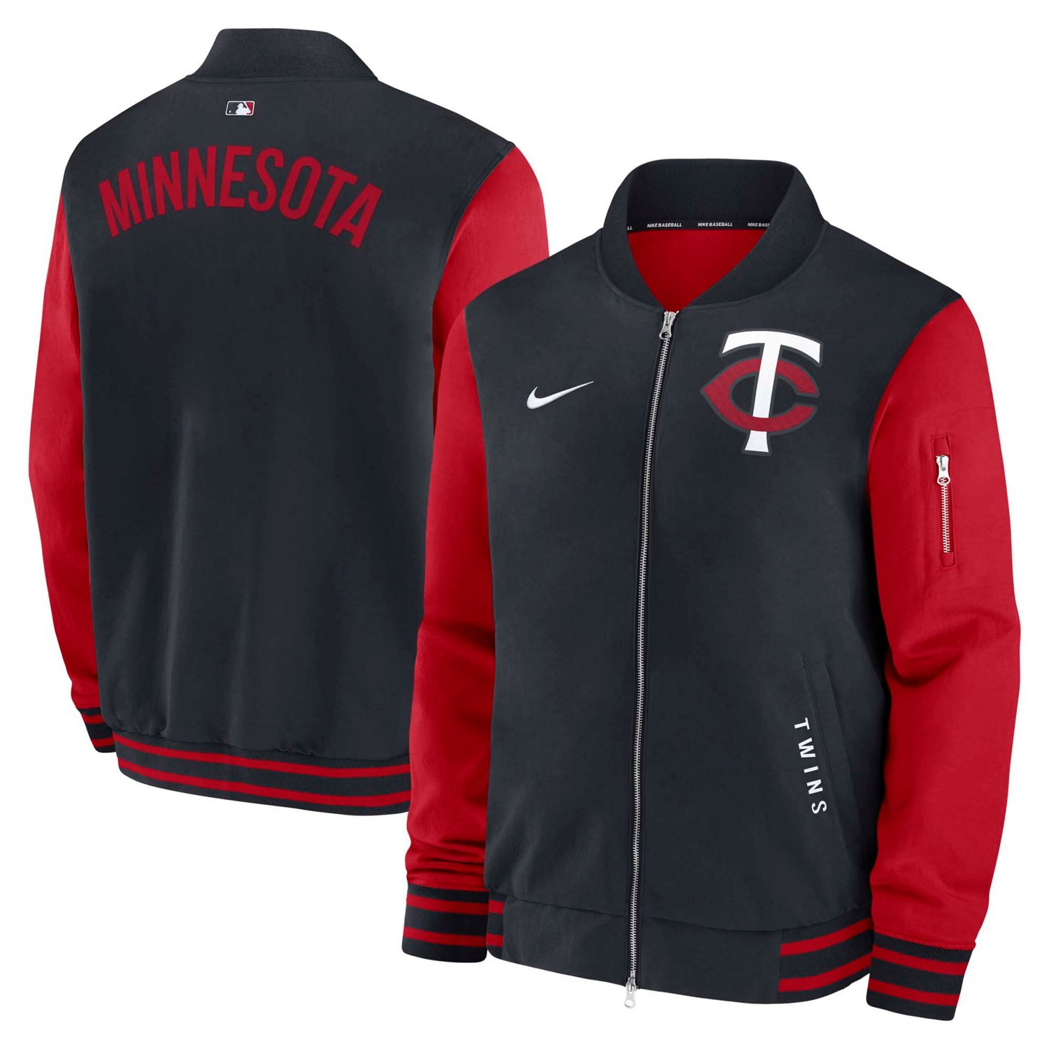 Nike Red Minnesota Twins Authentic Collection Dugout Full-Zip Bomber ...
