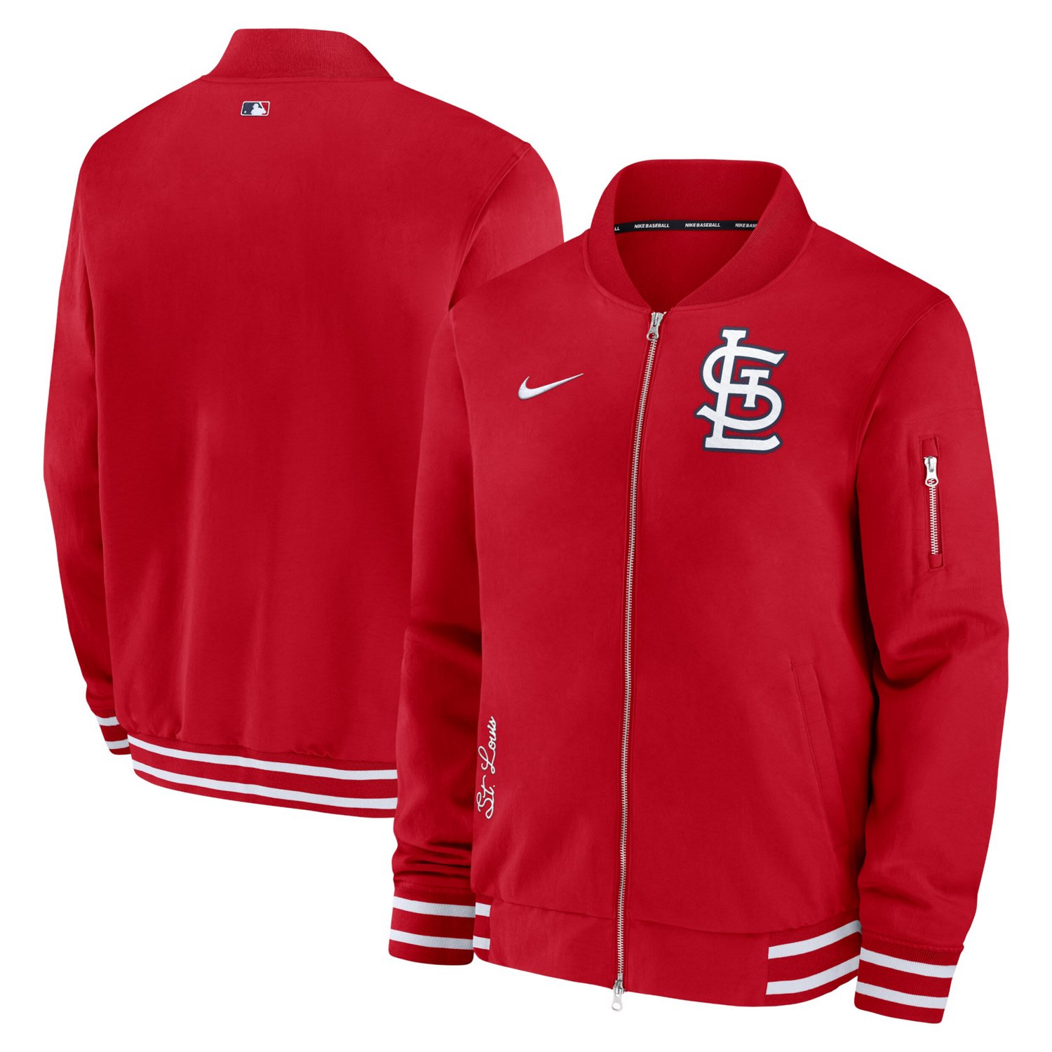 Nike St Louis Cardinals Authentic Collection Full-Zip Bomber Jacket ...