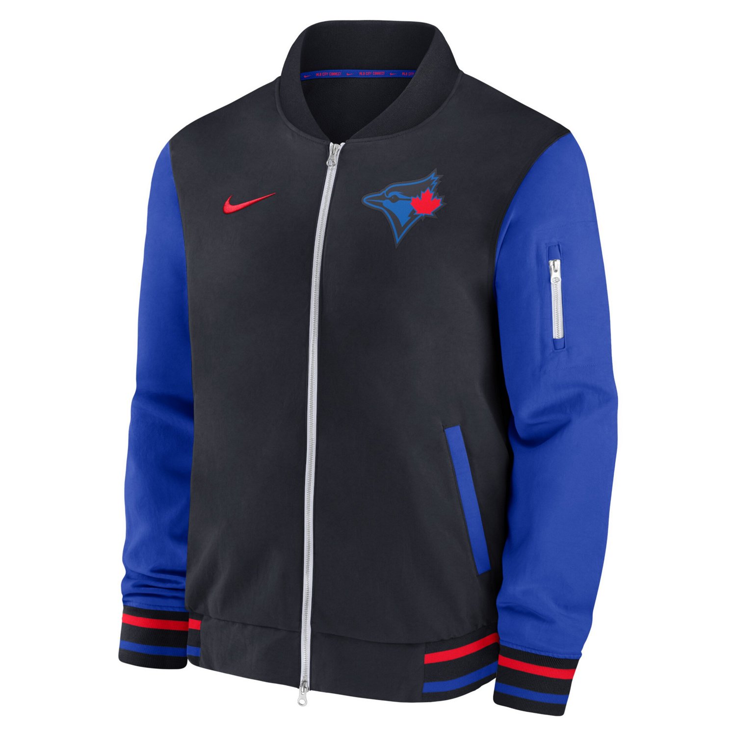 Nike Toronto Blue Jays 2024 City Connect Authentic Collection Game Time Full-Zip Bomber Jacket ...
