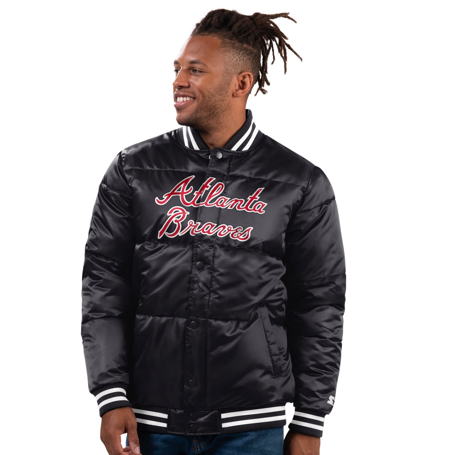 Starter Atlanta Braves Full-Snap Satin Jacket | Academy