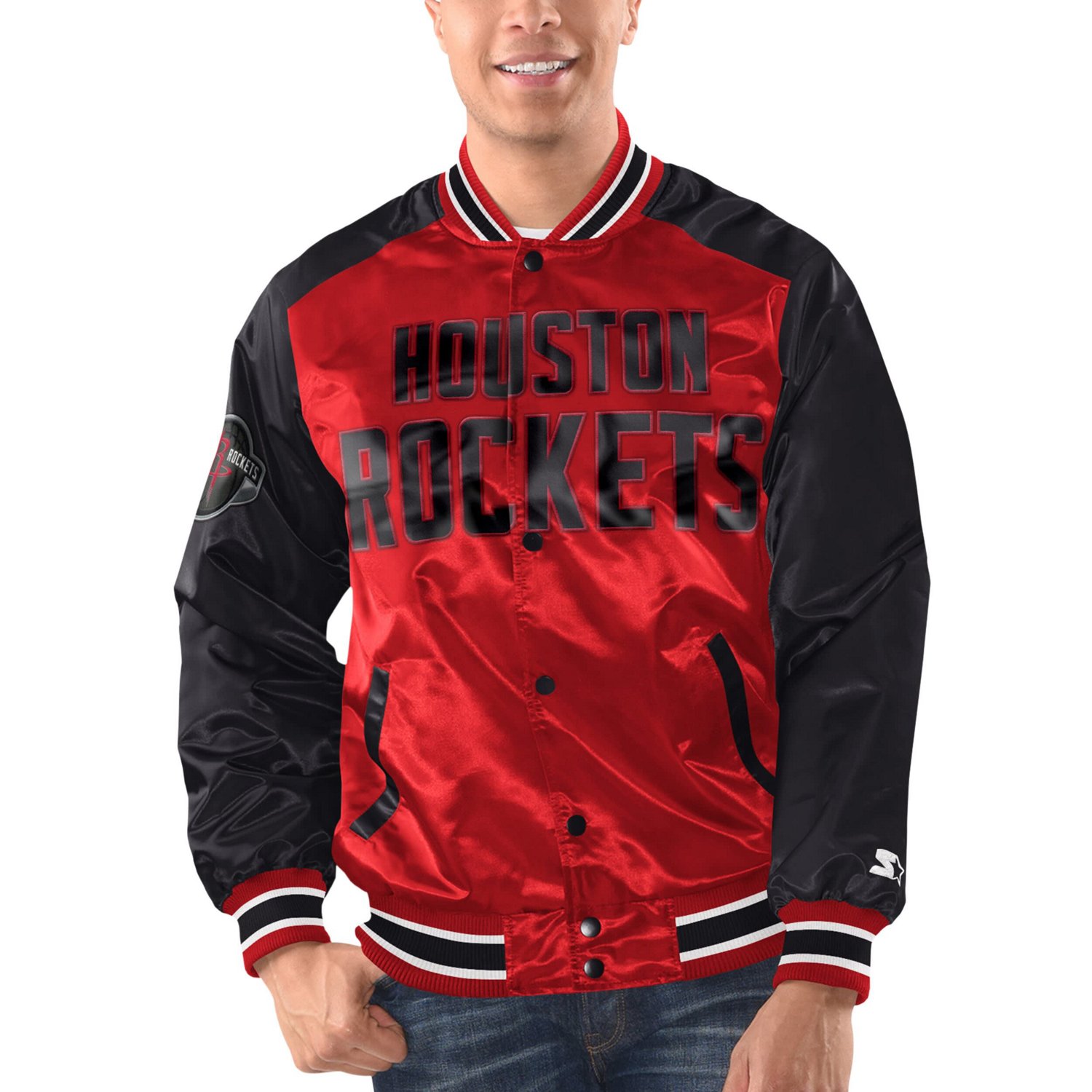 Starter /Black Houston Rockets Renegade Satin Full-Snap Varsity Jacket ...