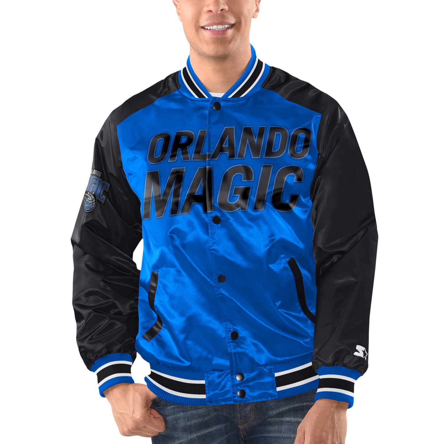 Starter Black Orlando Magic Renegade Satin Full-Snap Varsity Jacket ...