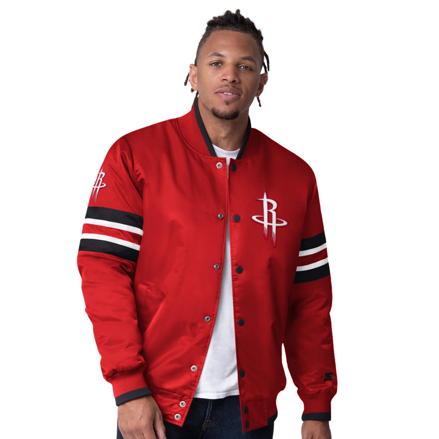 Starter Houston Rockets Scout Varsity Satin Full-Snap Jacket | Academy
