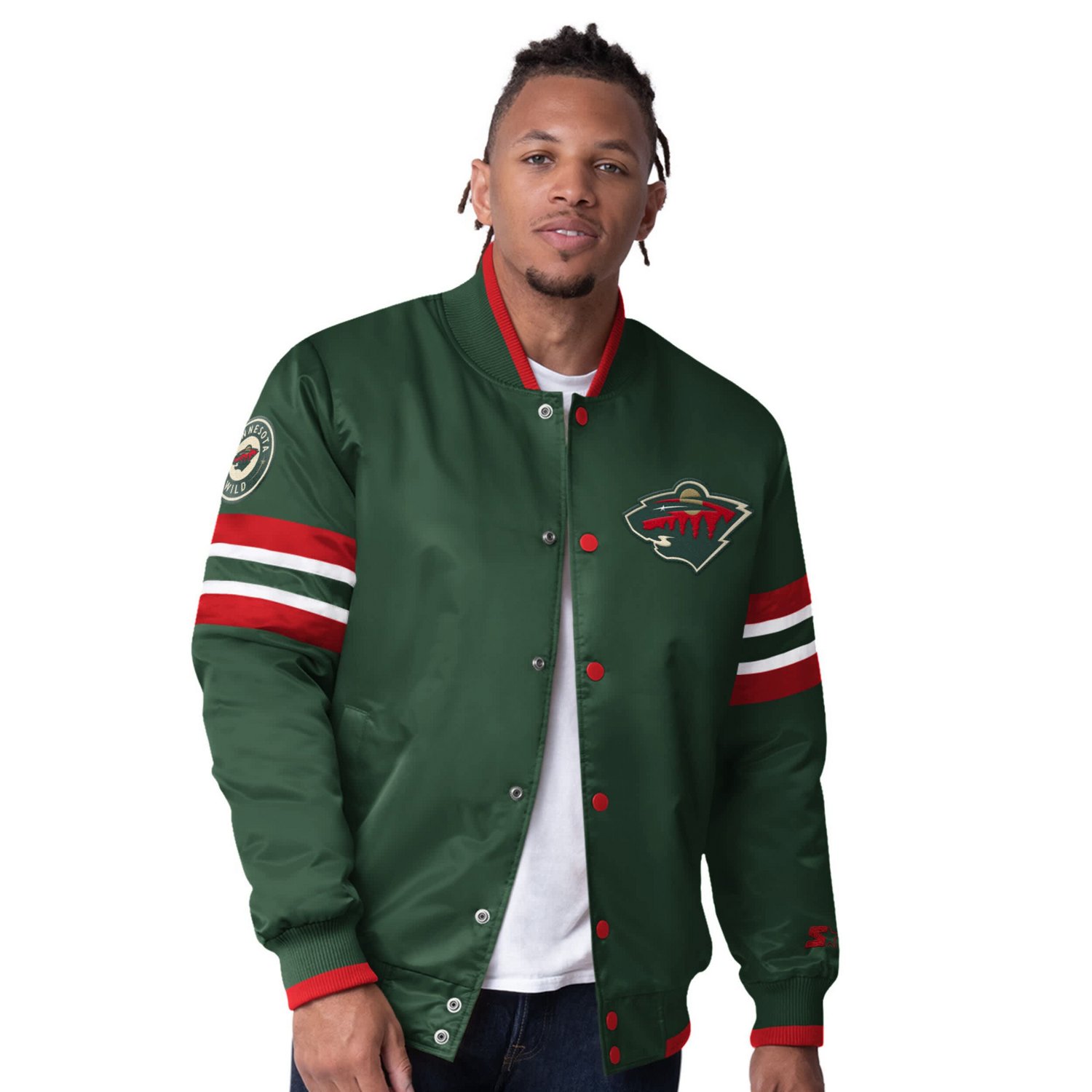 Starter Minnesota Wild Scout I Full-Snap Varsity Jacket | Academy