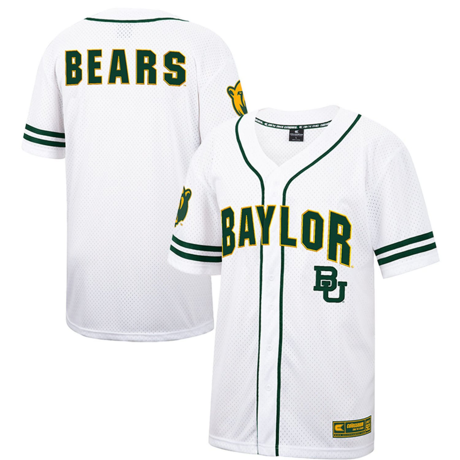 Colosseum Baylor Bears Free Spirited Mesh Button-Up Baseball Jersey ...
