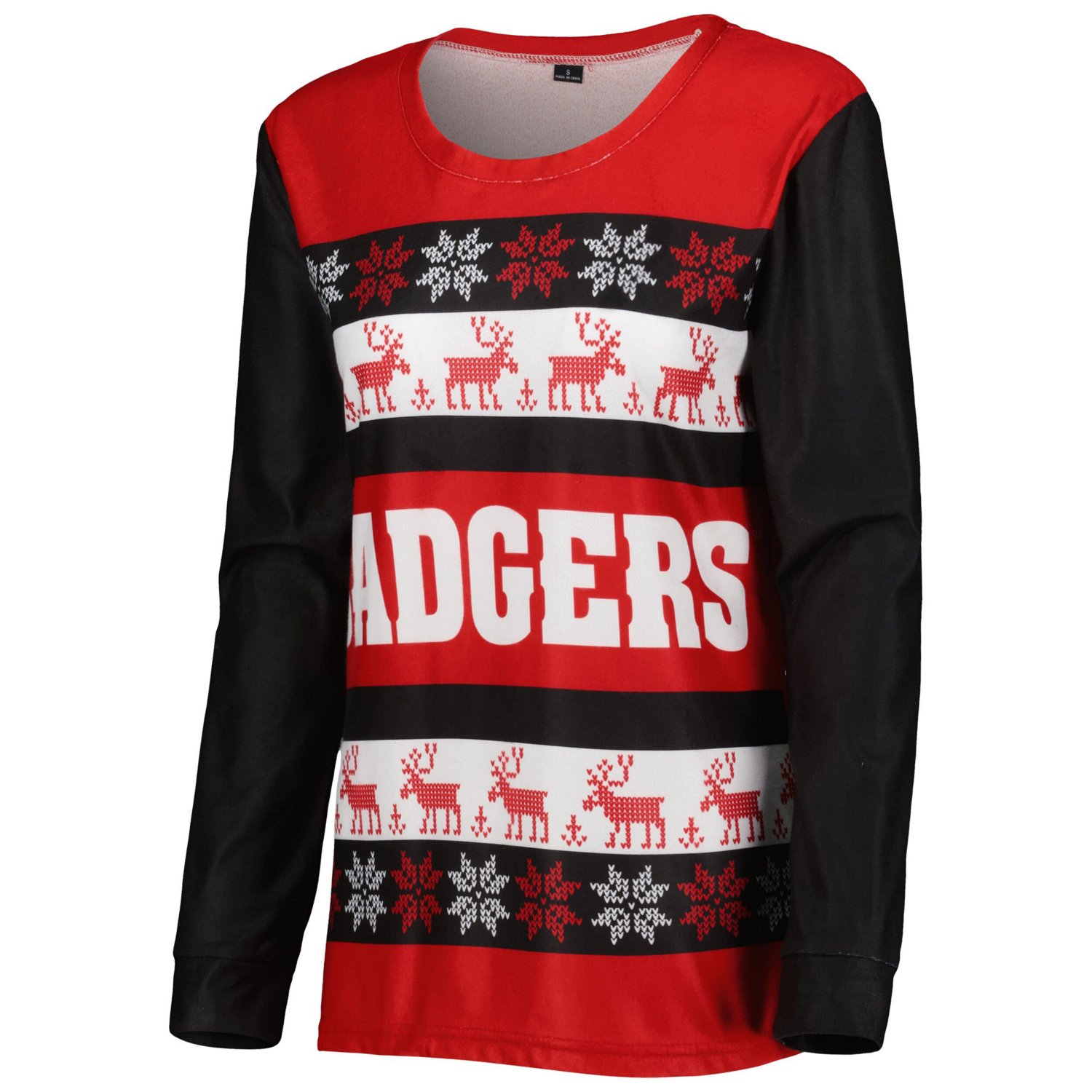 FOCO Wisconsin Badgers Ugly Long Sleeve T-Shirt Pajama Pants Sleep Set ...