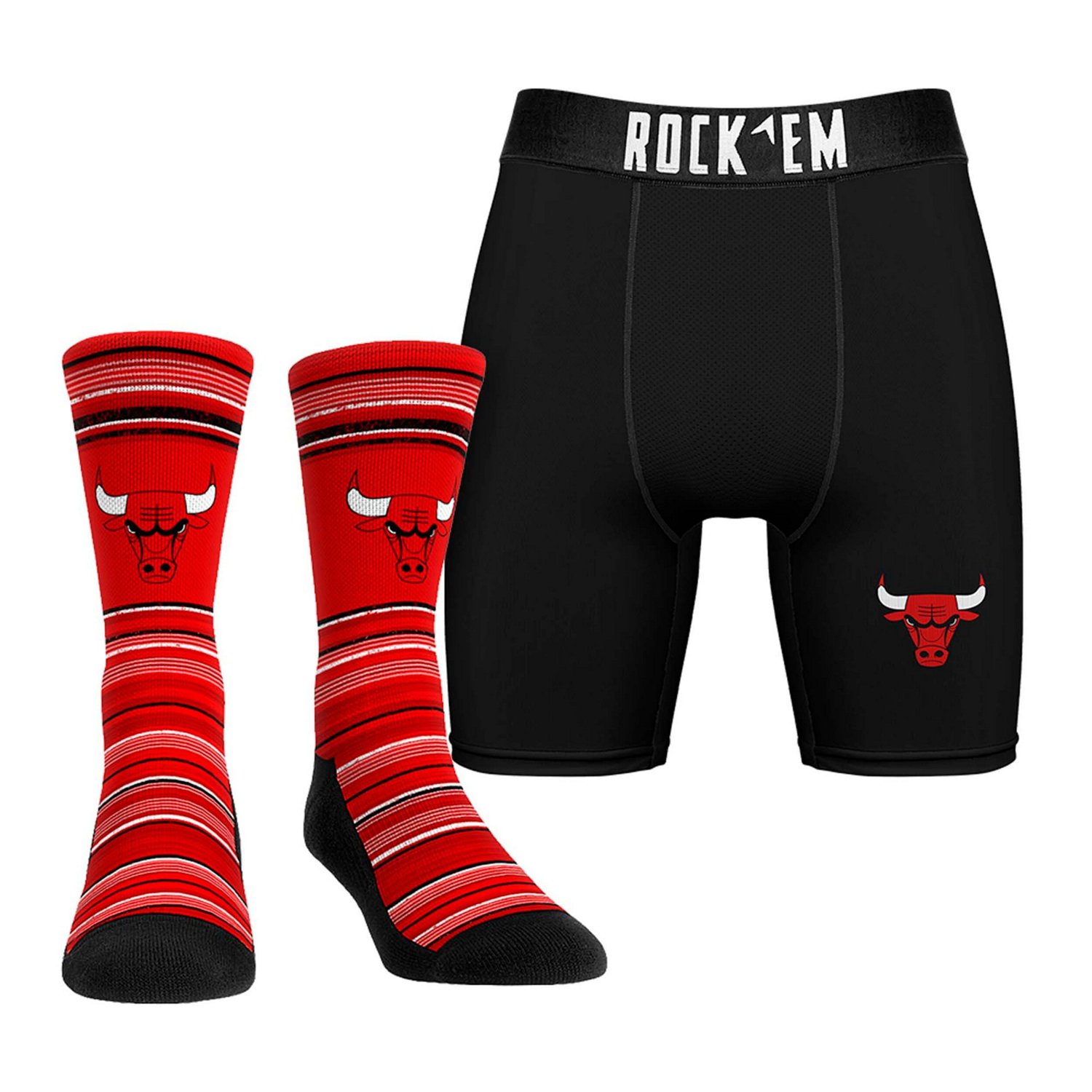 Rock Em Socks Chicago Bulls Primary Crew Socks Boxer Briefs Combo Pack ...