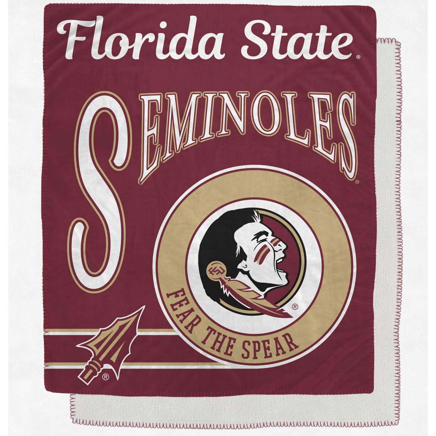 Florida State Seminoles 50" x 60" Retro Emblem Flannel Fleece Sherpa ...