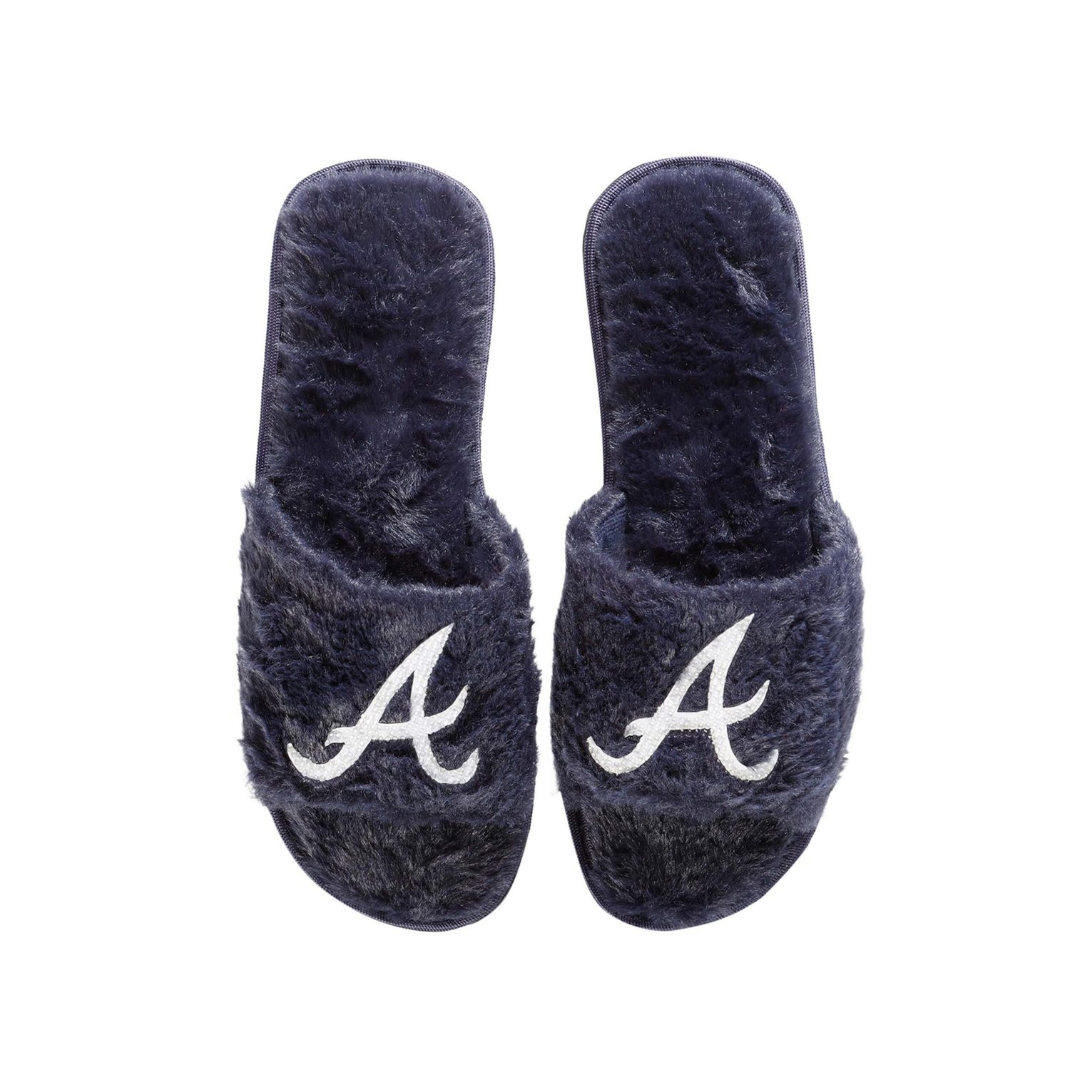 FOCO Atlanta Braves Rhinestone Fuzzy Slippers | Academy