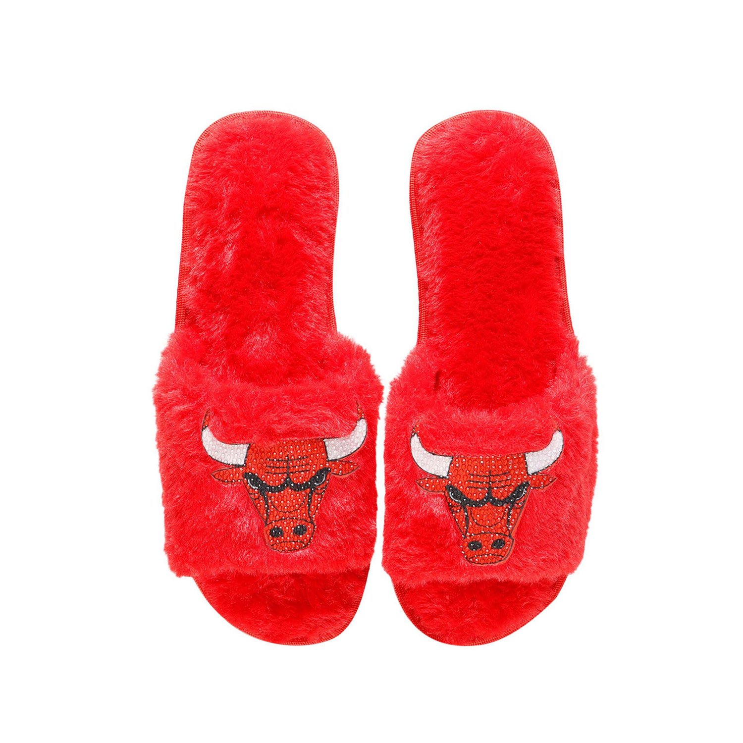 FOCO Chicago Bulls Rhinestone Fuzzy Slippers | Academy