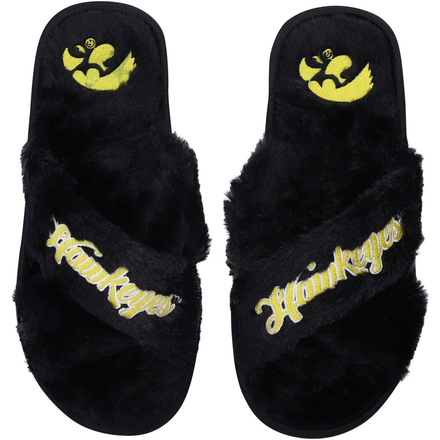 FOCO Iowa Hawkeyes Script Cross Slide Slippers | Academy