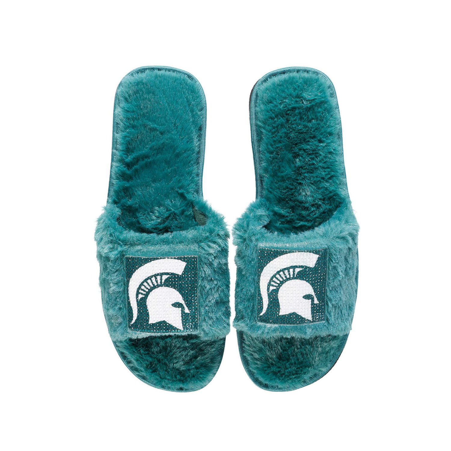 FOCO Michigan State Spartans Rhinestone Fuzzy Slippers | Academy