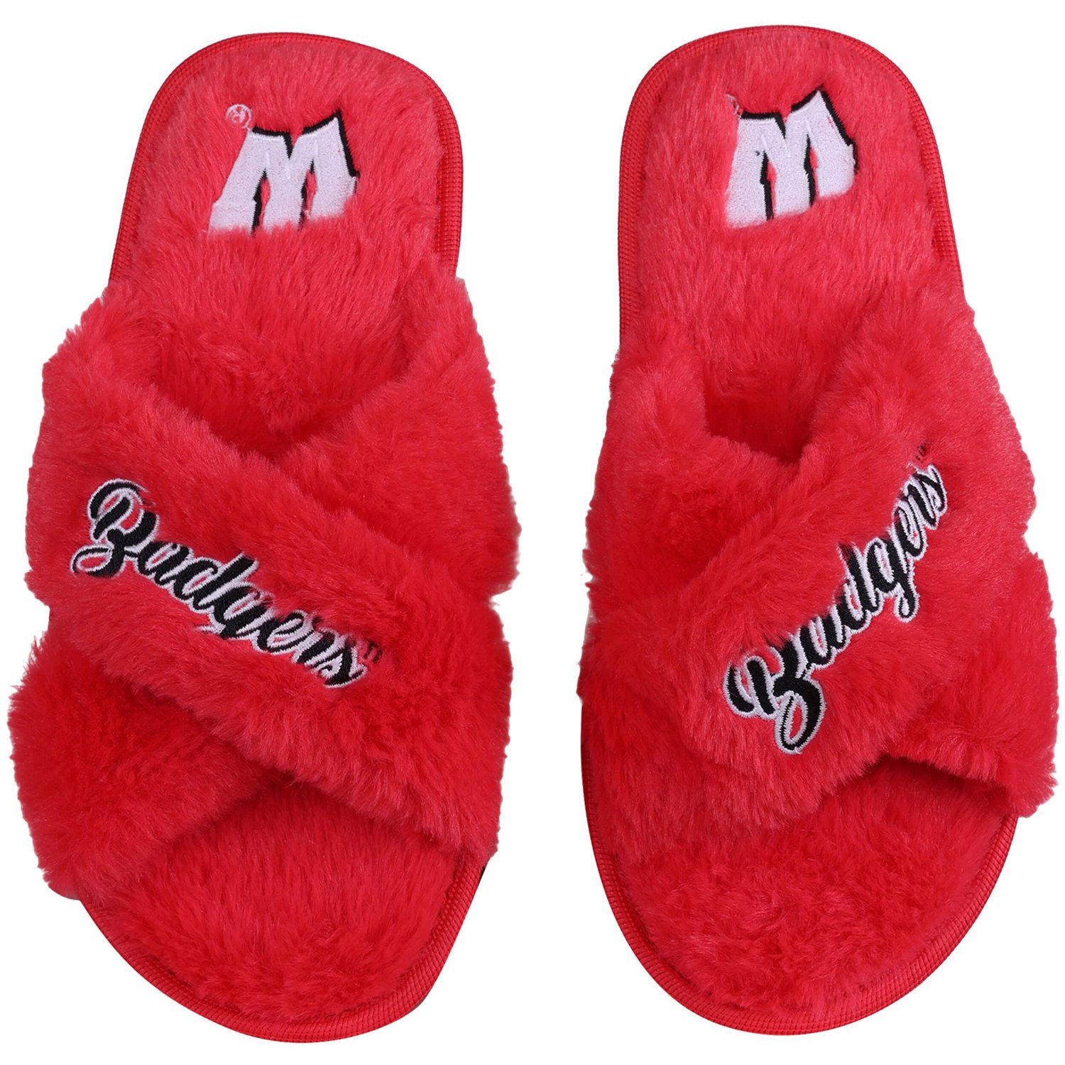FOCO Wisconsin Badgers Script Cross Slide Slippers | Academy