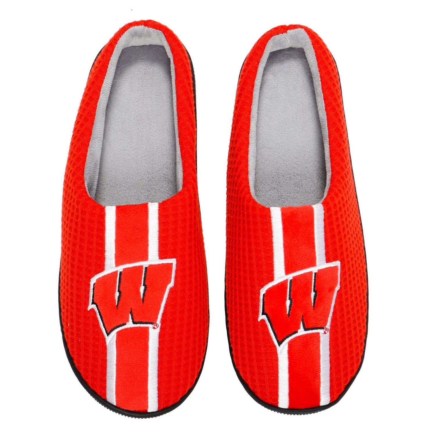 FOCO Wisconsin Badgers Team Stripe Memory Foam Slide Slippers | Academy