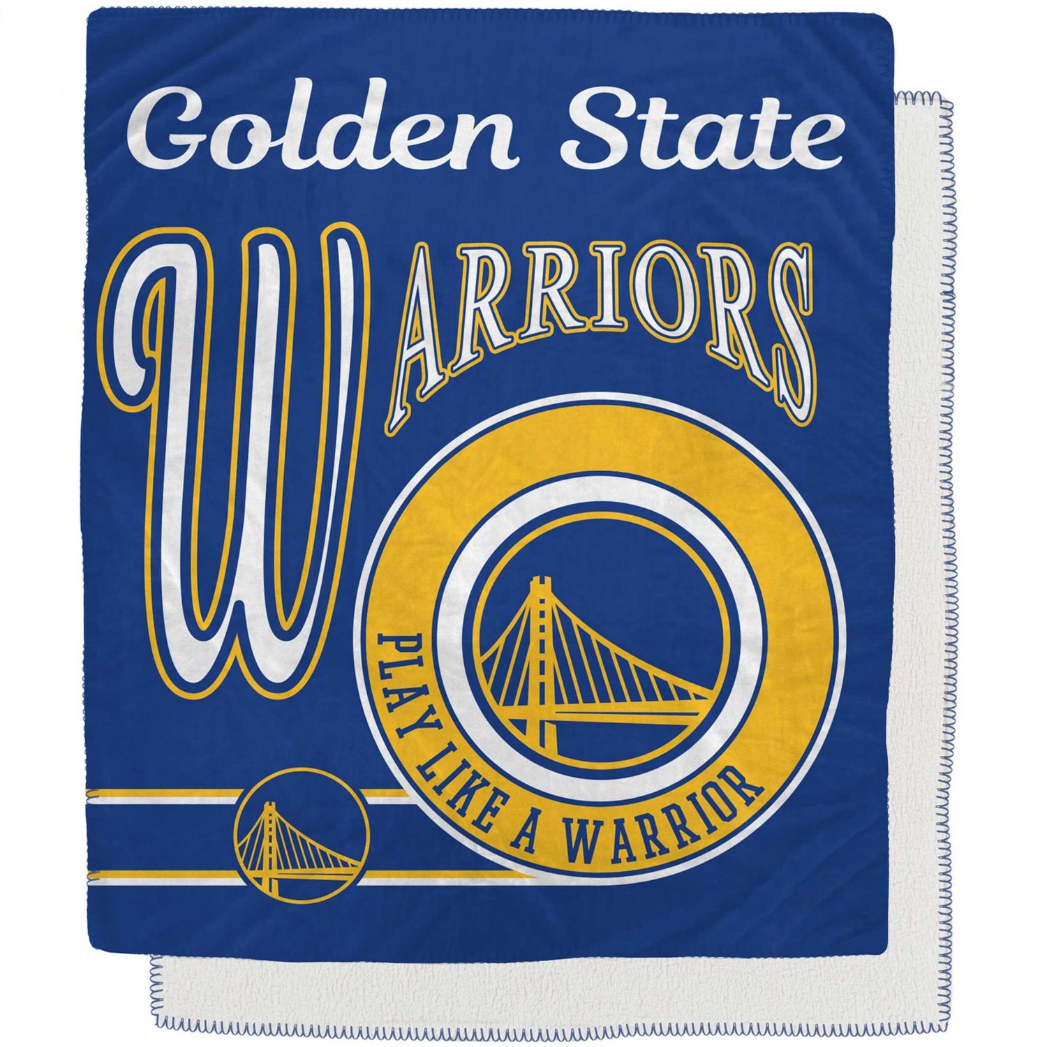 Golden State Warriors 50" x 60" Retro Emblem Flannel Fleece Sherpa ...