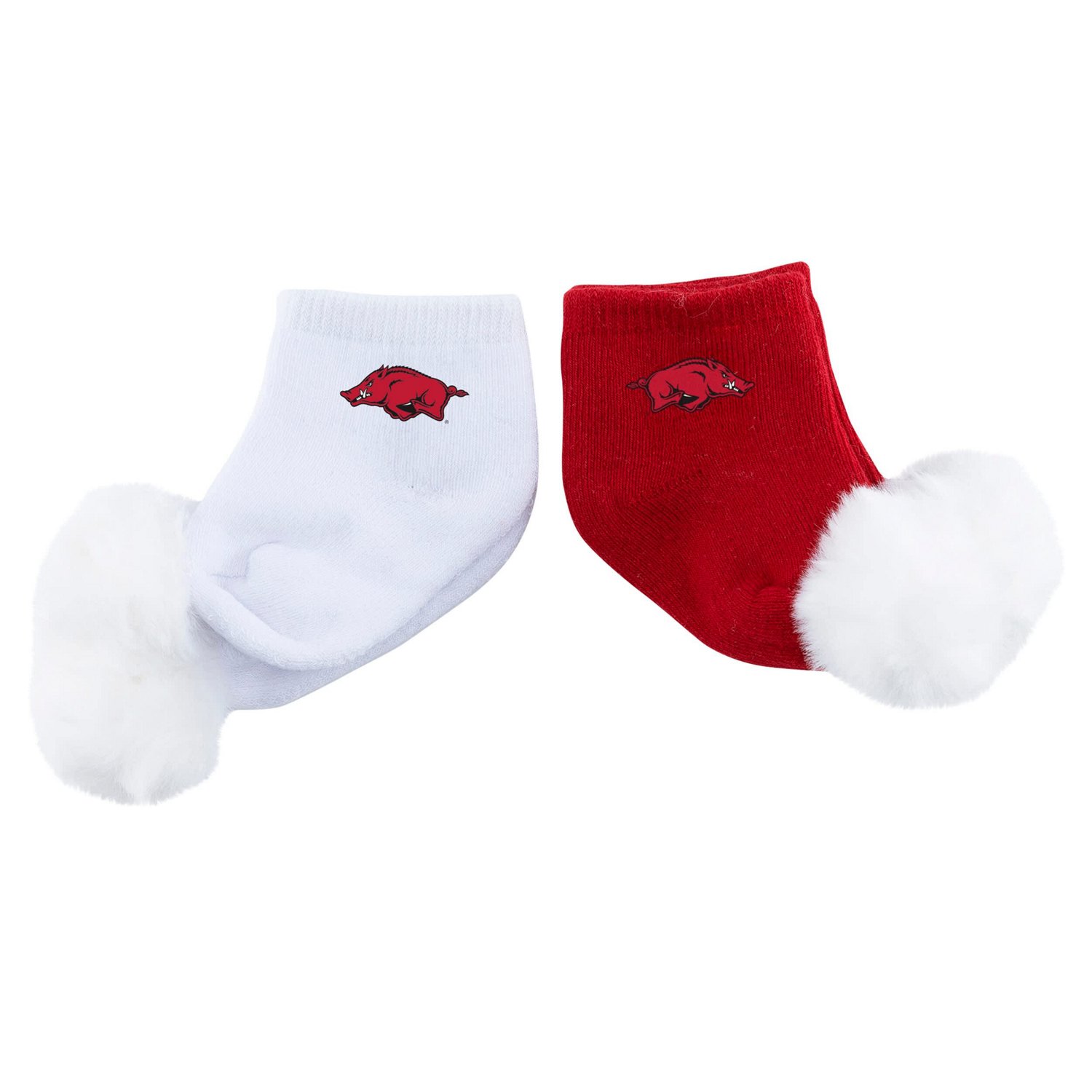 Infant ZooZatz Arkansas Razorbacks Two-Pack Pom Socks | Academy
