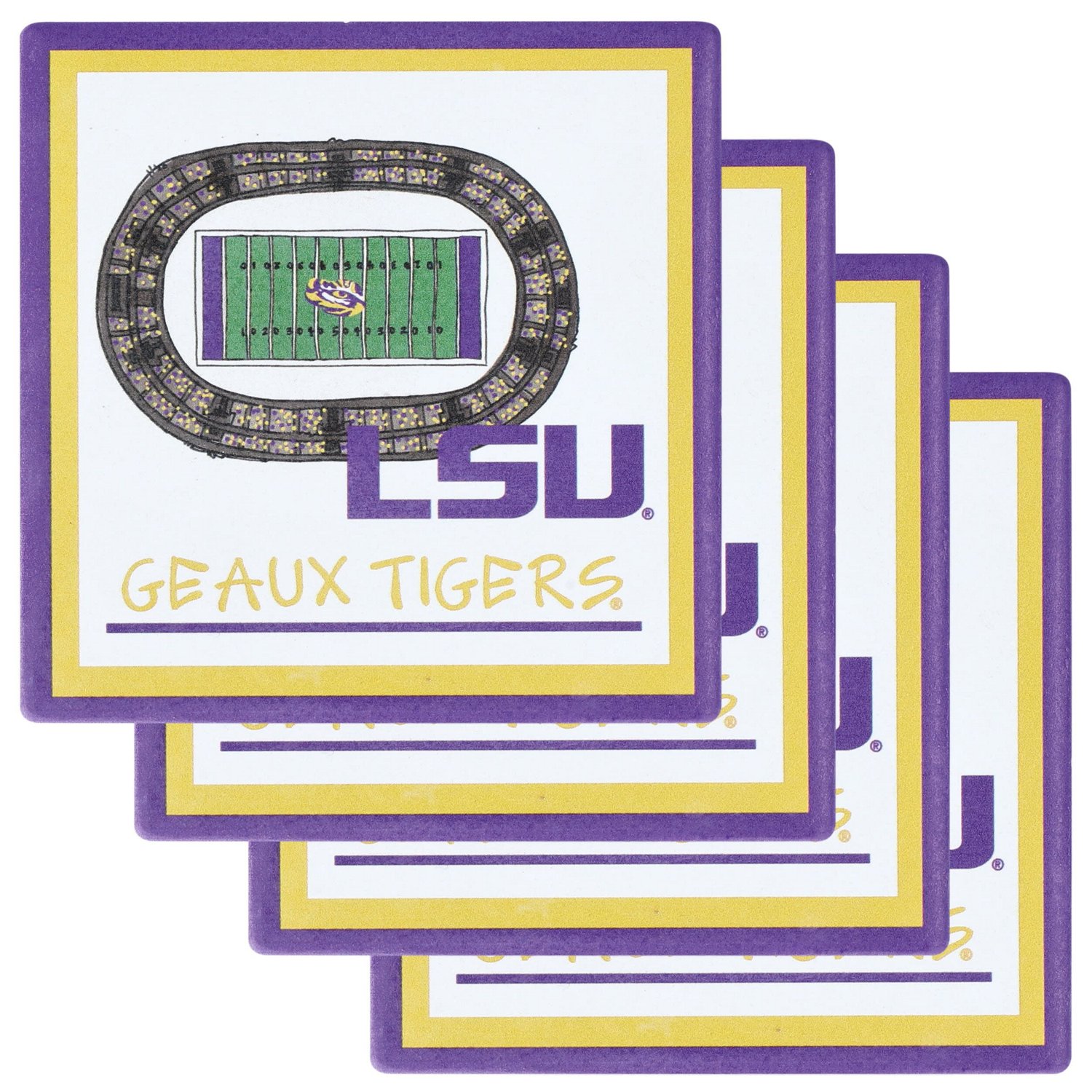 LSU Tigers Four-Pack Coaster Set | Academy