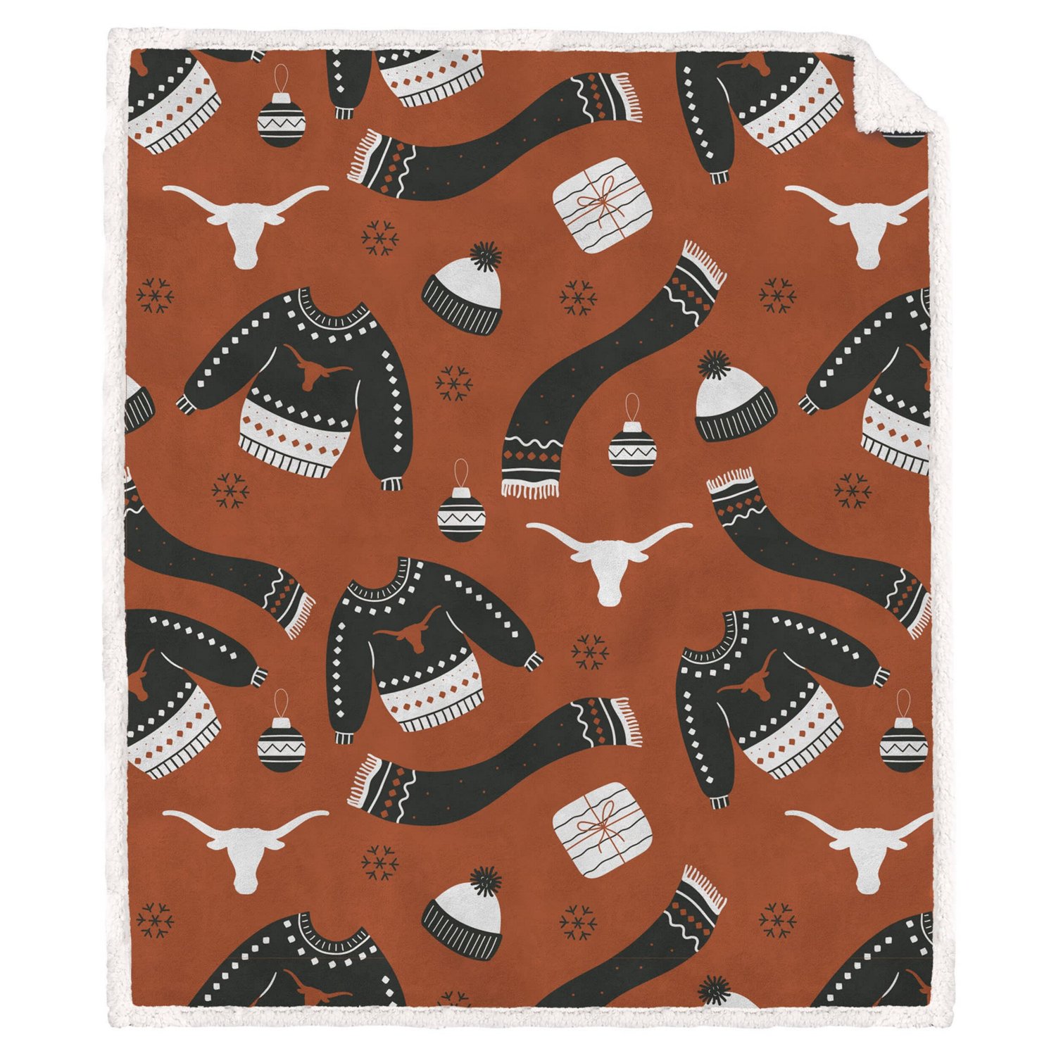 Pegasus Texas Longhorns 60" x 70" Ugly Sweater Flannel Fleece Sherpa ...