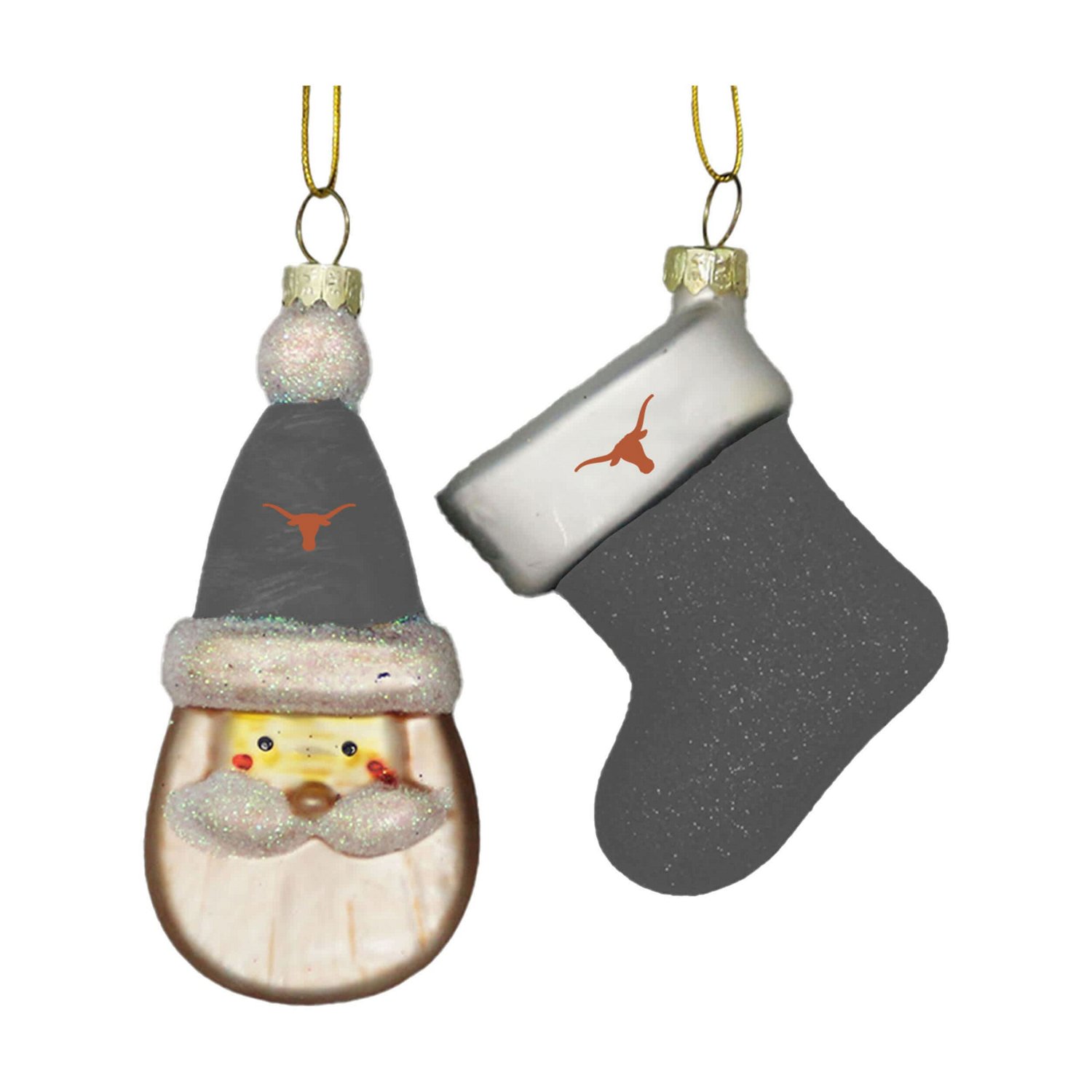 Texas Longhorns Two-Pack Santa Stocking Blown Glass Ornament Set | Academy