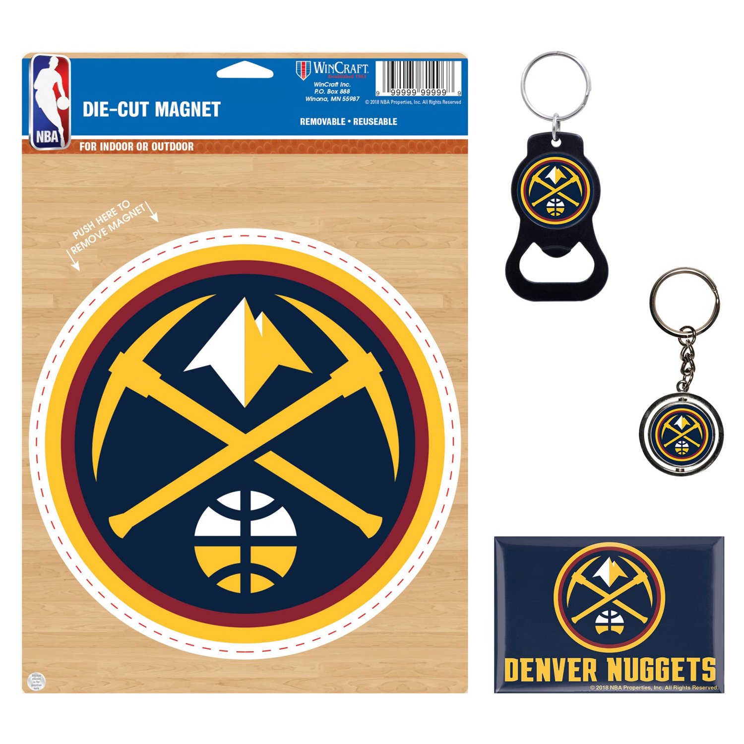 WinCraft Denver Nuggets 4-Pack Key Rings and Magnets Set | Academy