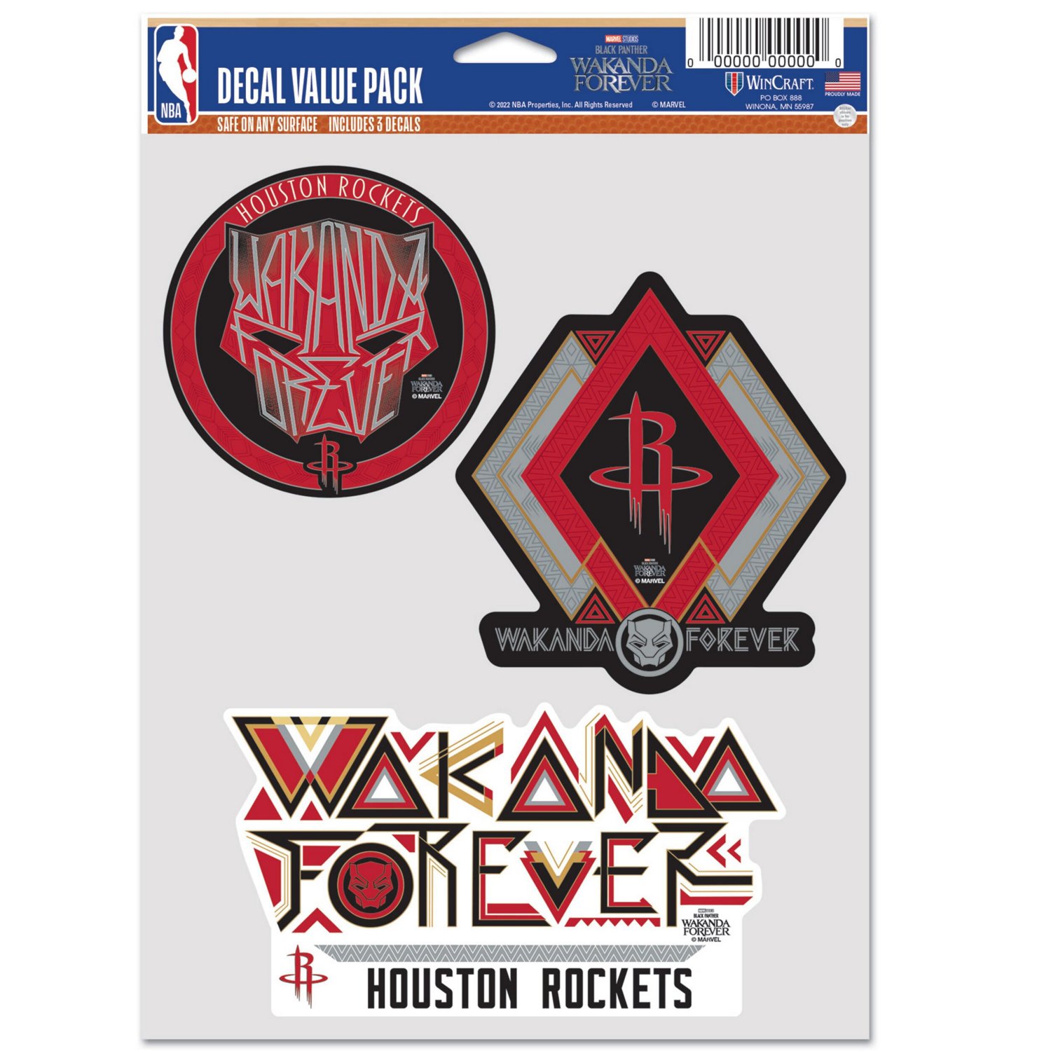 WinCraft Houston Rockets Three-Pack Panther 2 Fan Decal Set | Academy