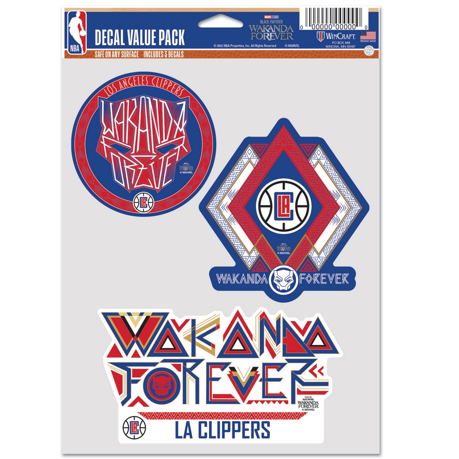 WinCraft LA Clippers Three-Pack Panther 2 Fan Decal Set | Academy