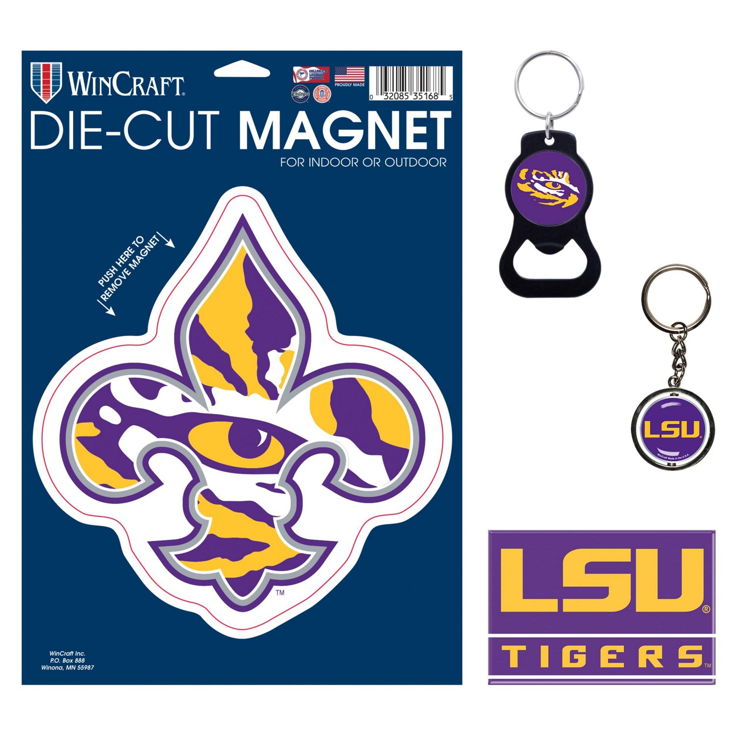 WinCraft LSU Tigers 4-Pack Key Rings and Magnets Set | Academy