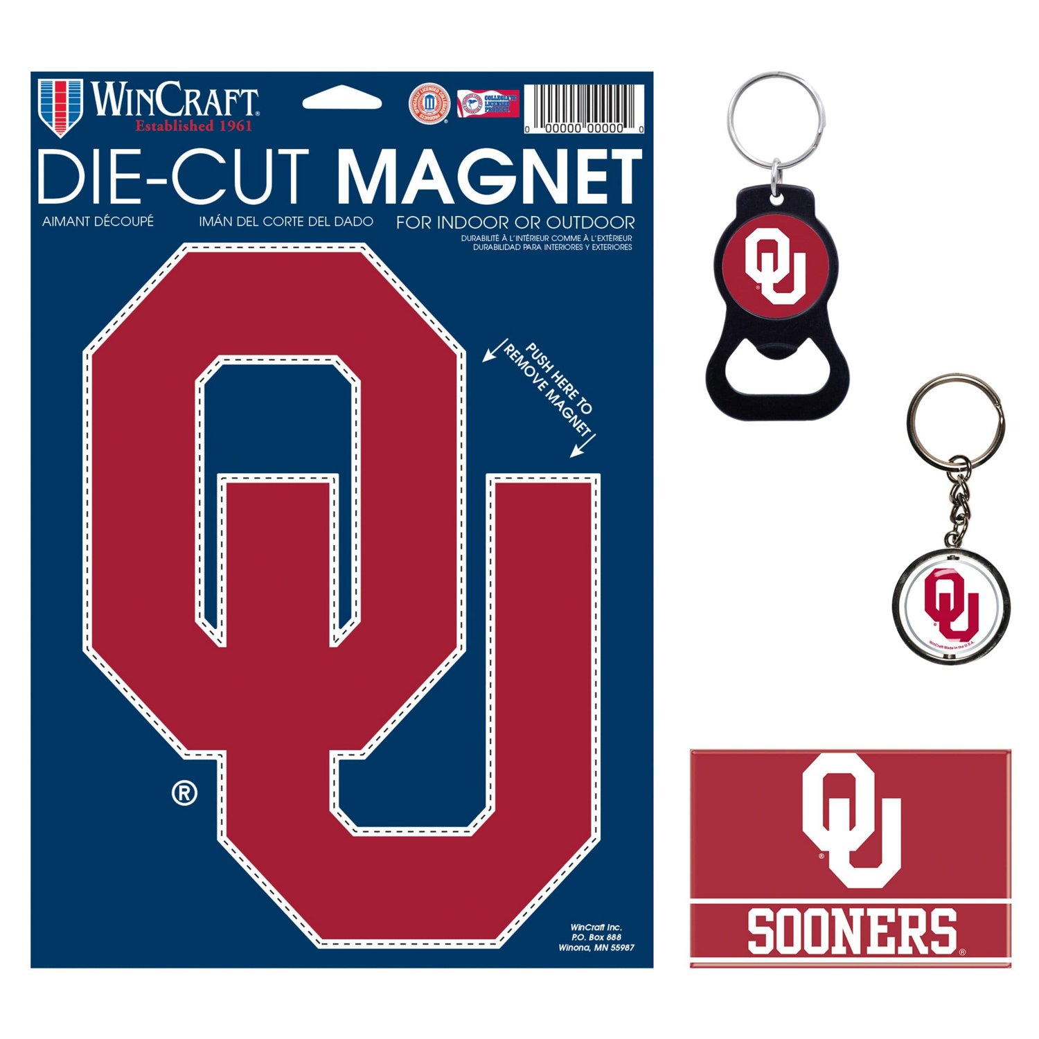 WinCraft Oklahoma Sooners 4-Pack Key Rings and Magnets Set | Academy