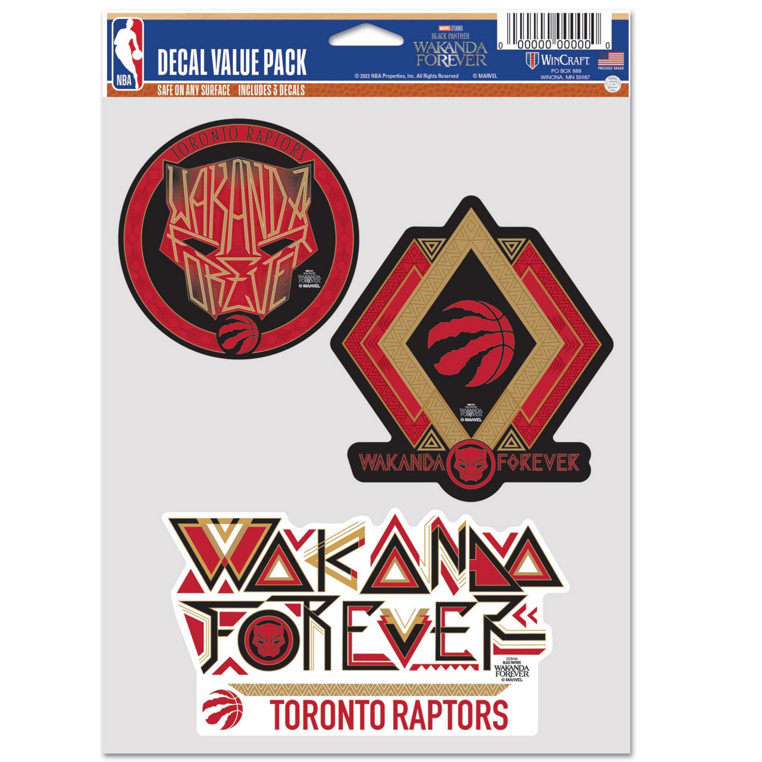 WinCraft Toronto Raptors Three-Pack Panther 2 Fan Decal Set | Academy