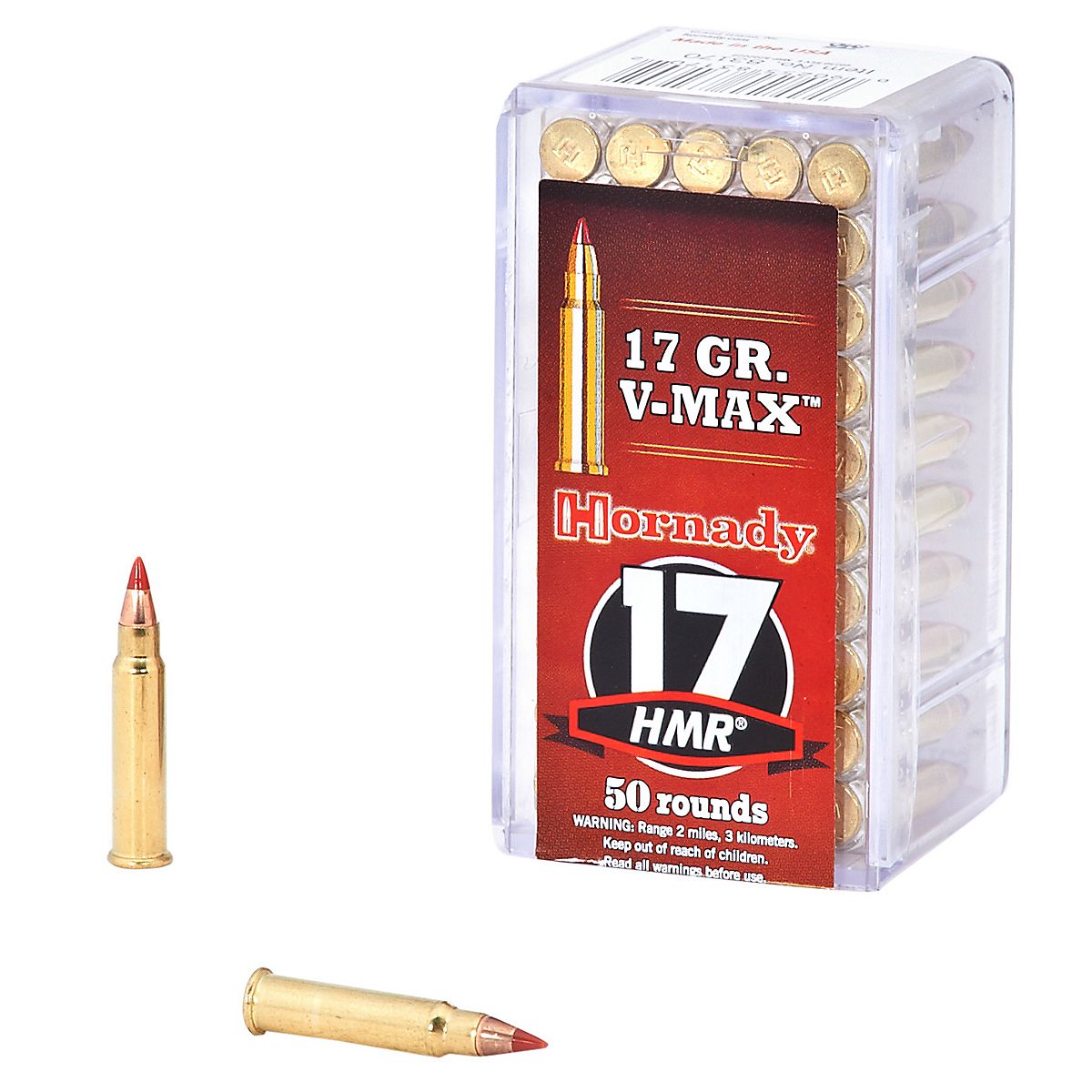 Hornady V-MAX .17 HMR 17-Grain Rimfire Ammunition - 50 Rounds | Academy