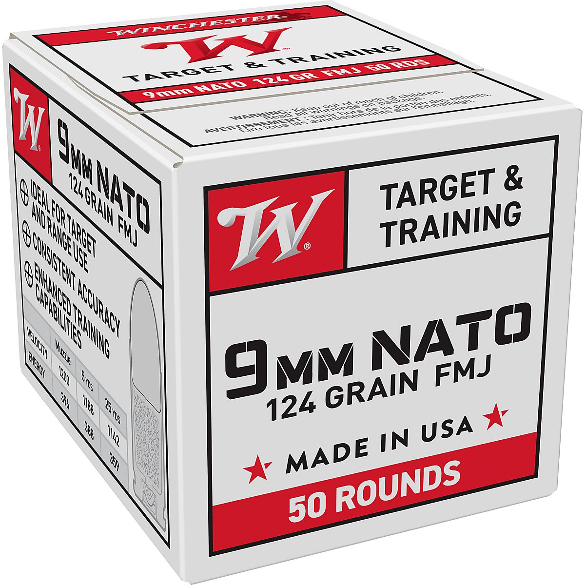 Winchester 9mm NATO 124-Grain Ammunition - 50 Rounds | Academy