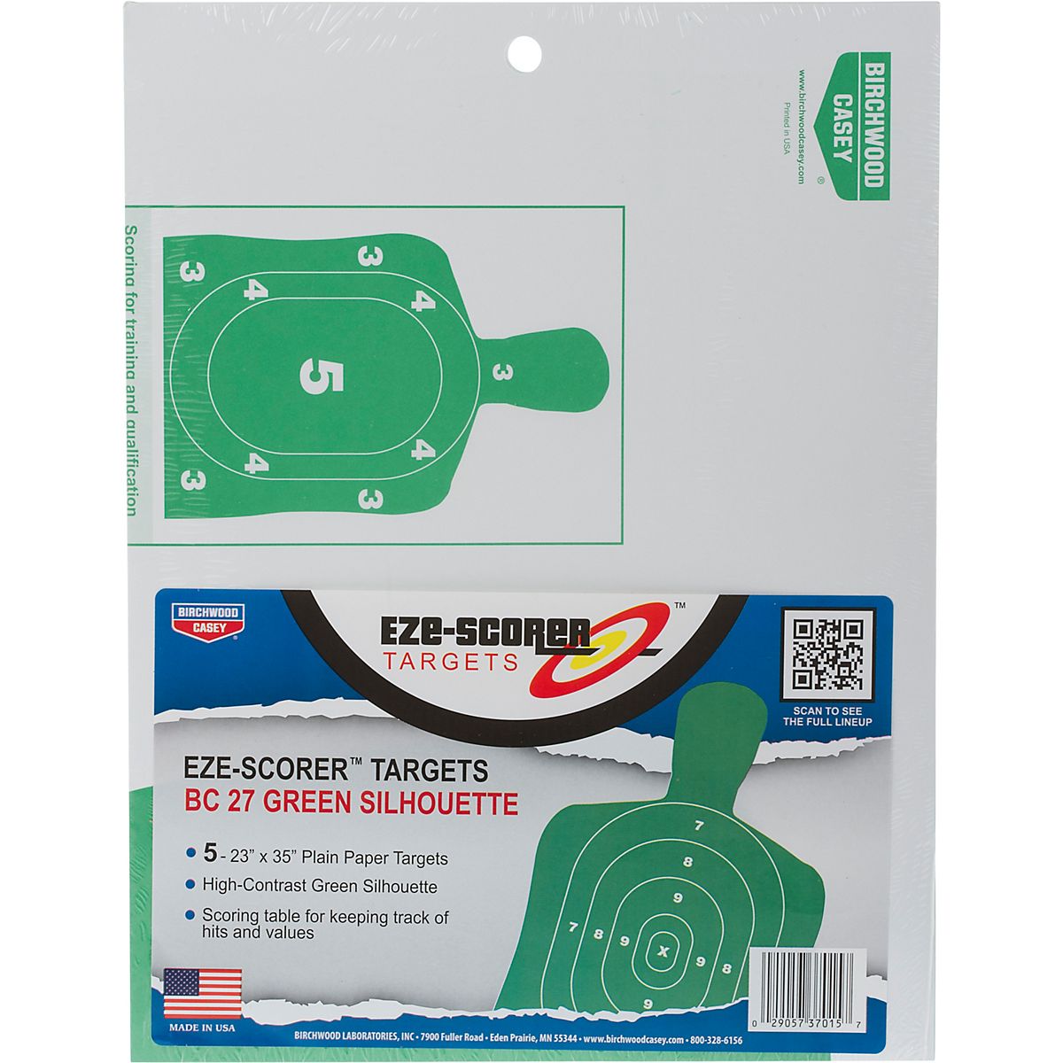 Birchwood Casey Eze-Scorer BC-27 Green Paper Targets 5-Pack | Academy