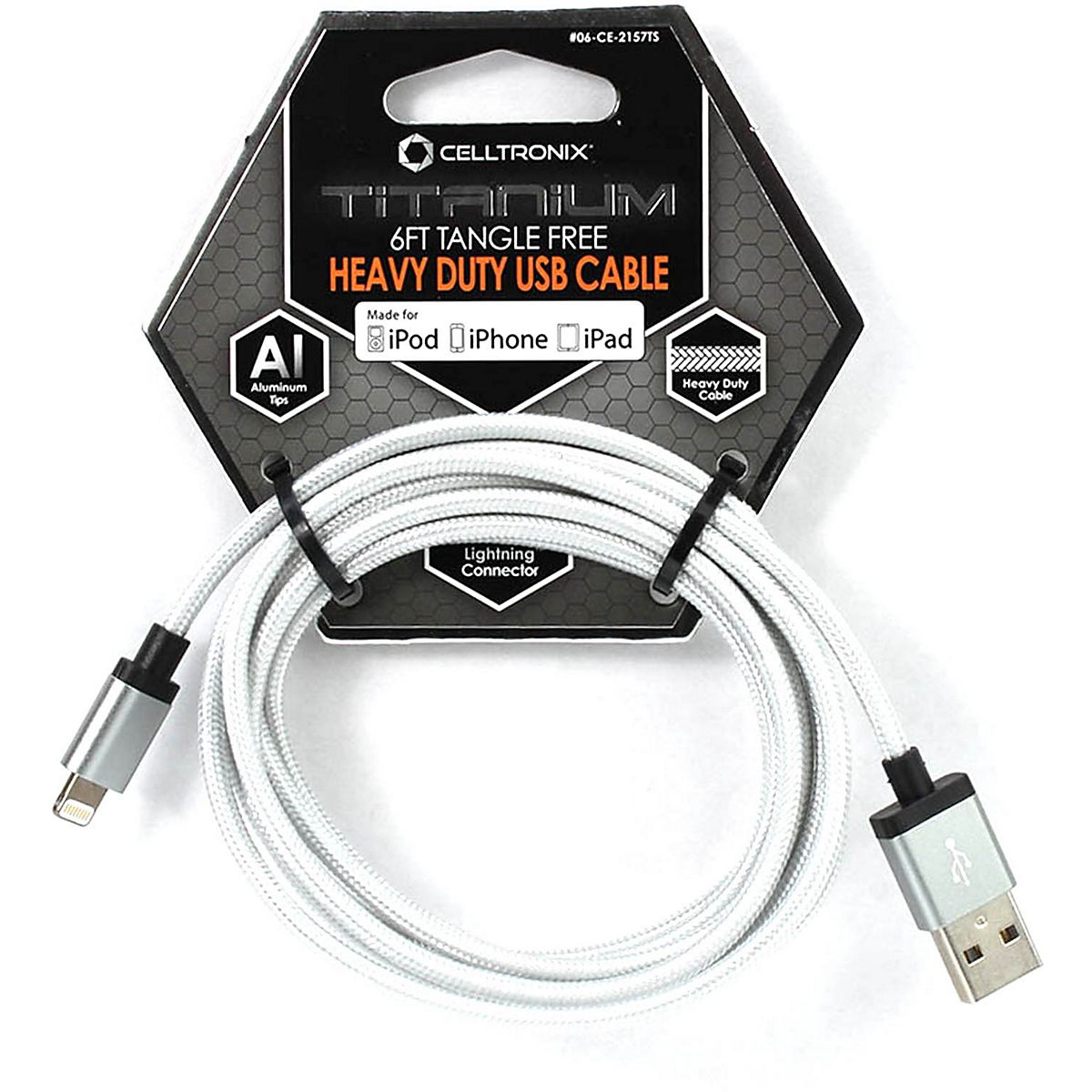 PUGS Celltronix Titanium MFI Lightning 6 ft Braided Cable | Academy