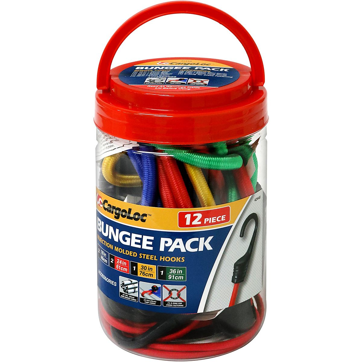 CargoLoc Injection Molded Hook Bungee Cords 12-Pack | Academy