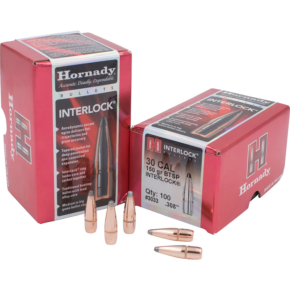 Hornady InterLock 30 Cal 150-Grain Reloading Bullets - 100 Rounds | Academy