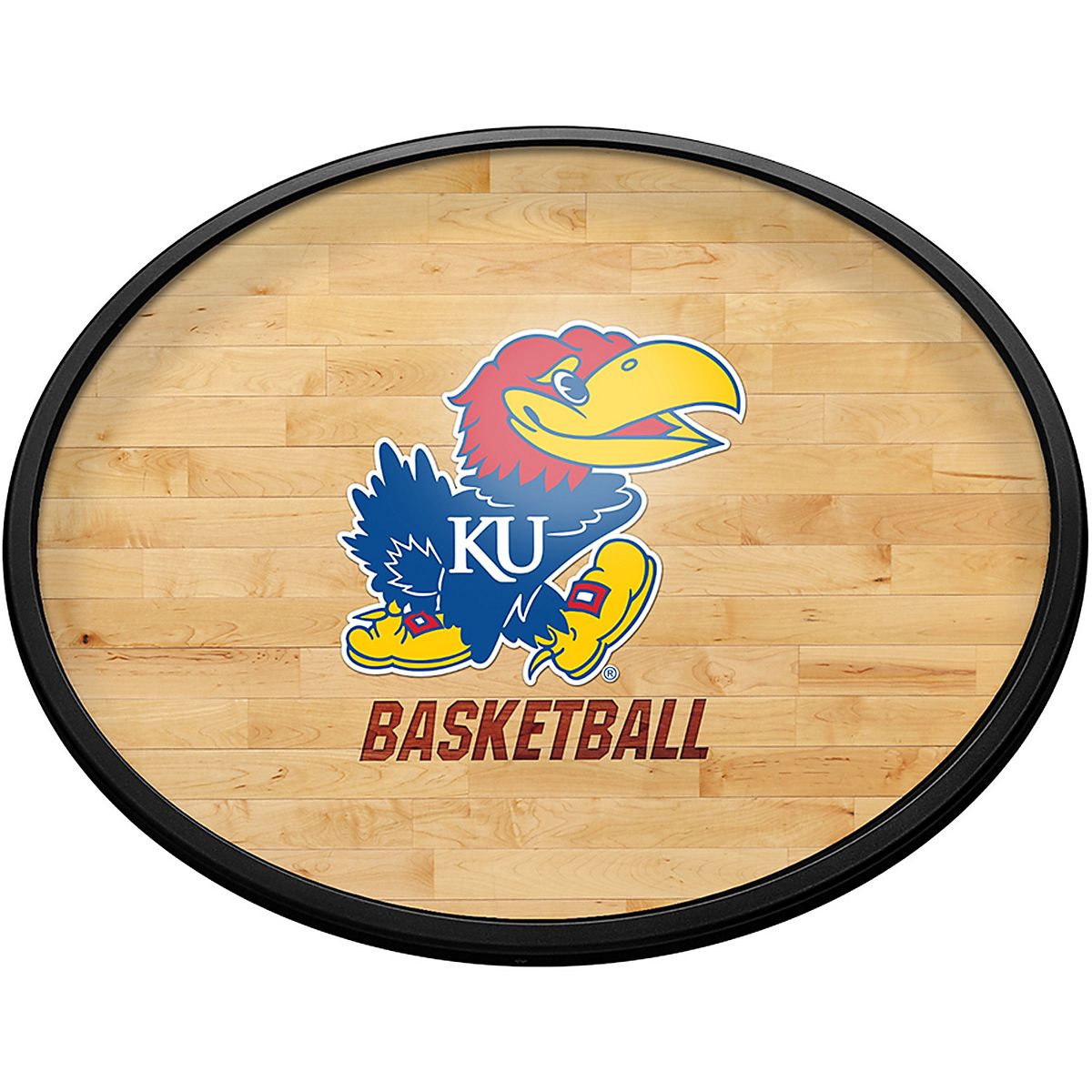 The Fan-Brand University of Kansas Hardwood Oval Slimline Lighted Sign ...