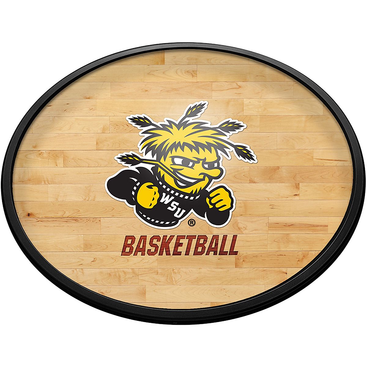 The Fan-Brand Wichita State University Hardwood Oval Slimline Lighted ...