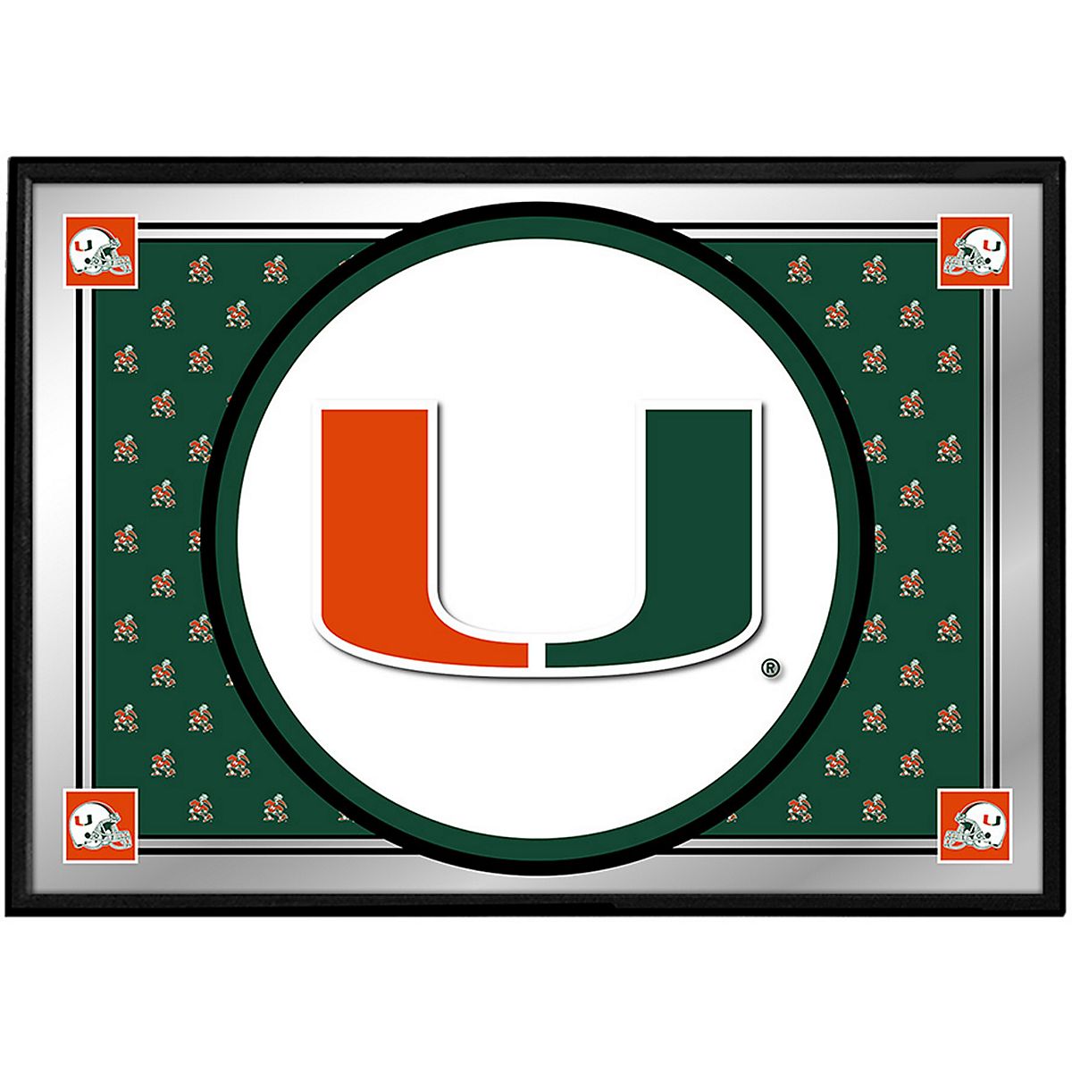 The Fan-Brand University of Miami Team Spirit Framed Mirrored Wall Sign ...