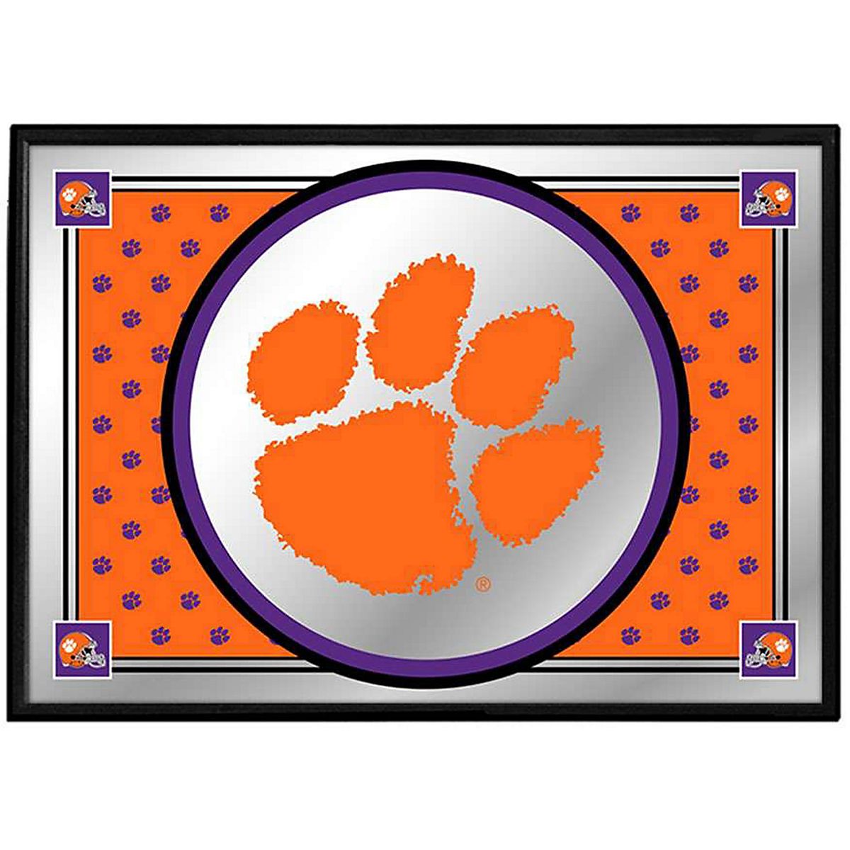 The Fan-Brand Clemson University Paw Print Team Spirit Framed Mirrored ...